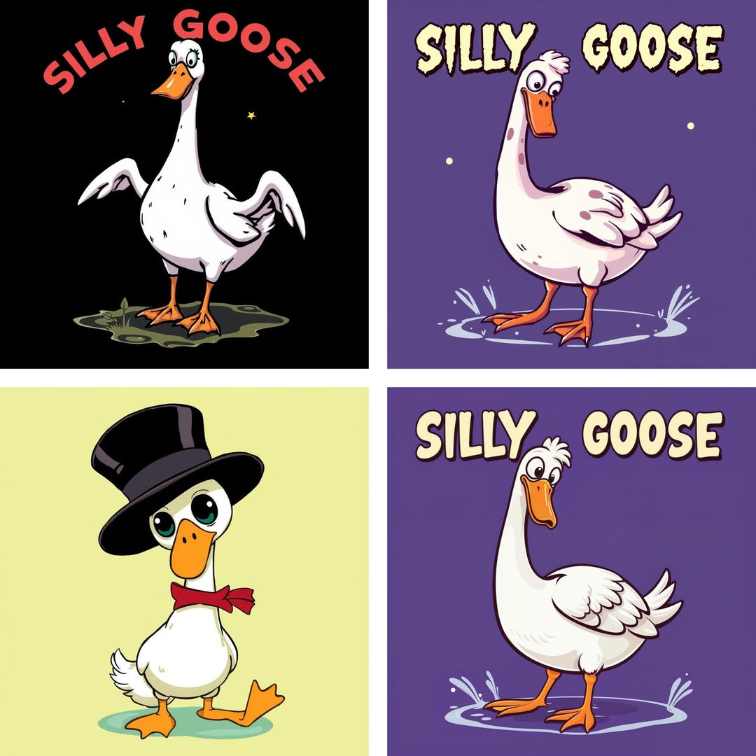 Silly Goose Cartoon Clipart Bundle - Playful Goose Illustrations for ...