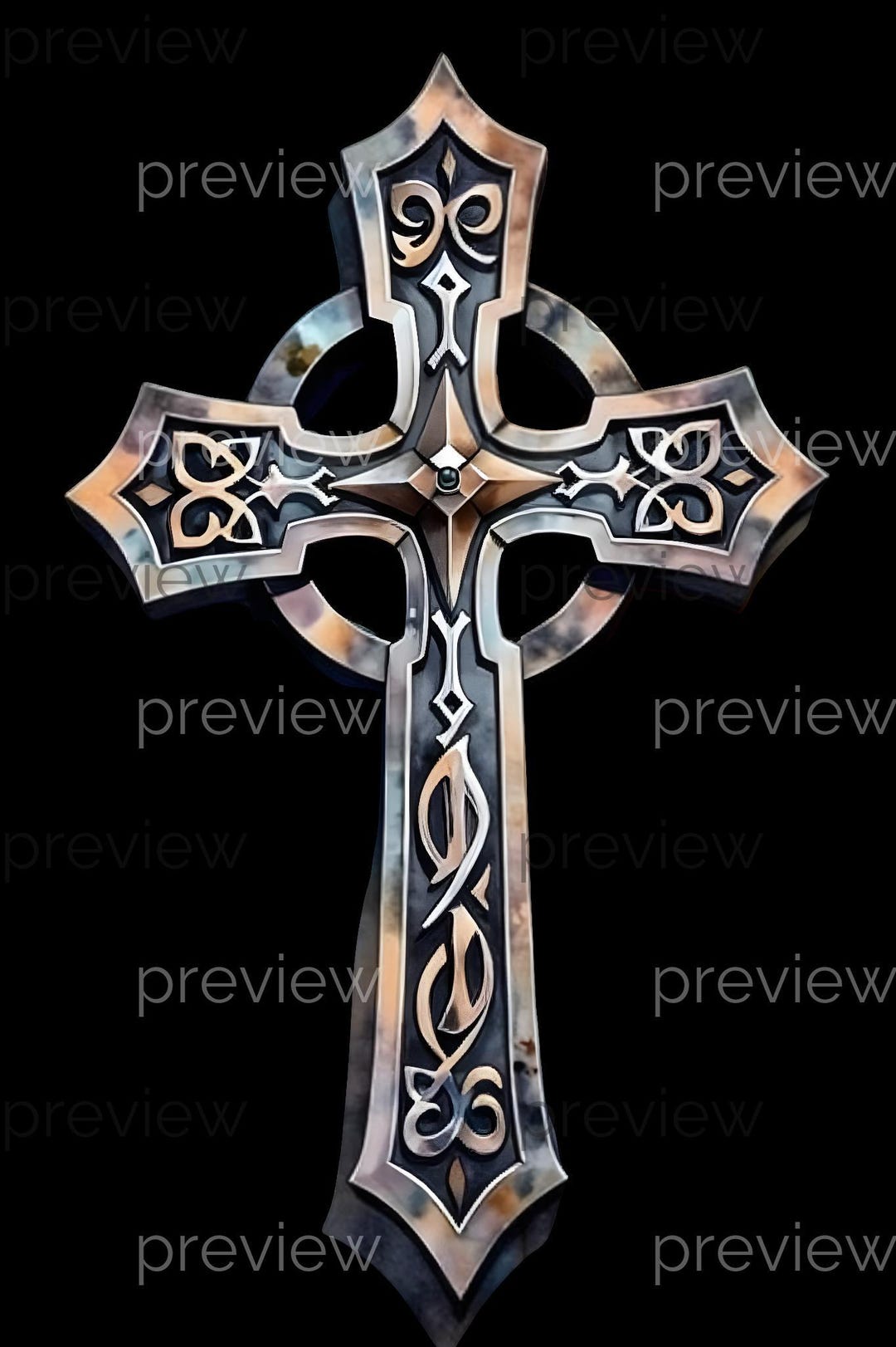 Christian Gothic Cross PNG Watercolor Digital Art Cross Clipart PNG for ...