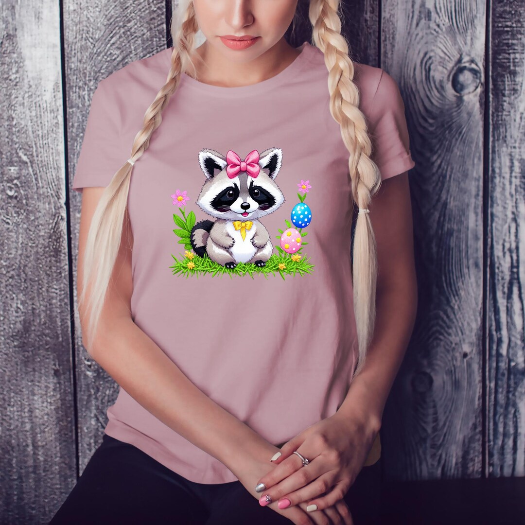 Easter PNG Raccoons PNG With Easter Eggs and Flowers - Faux Embroidery ...
