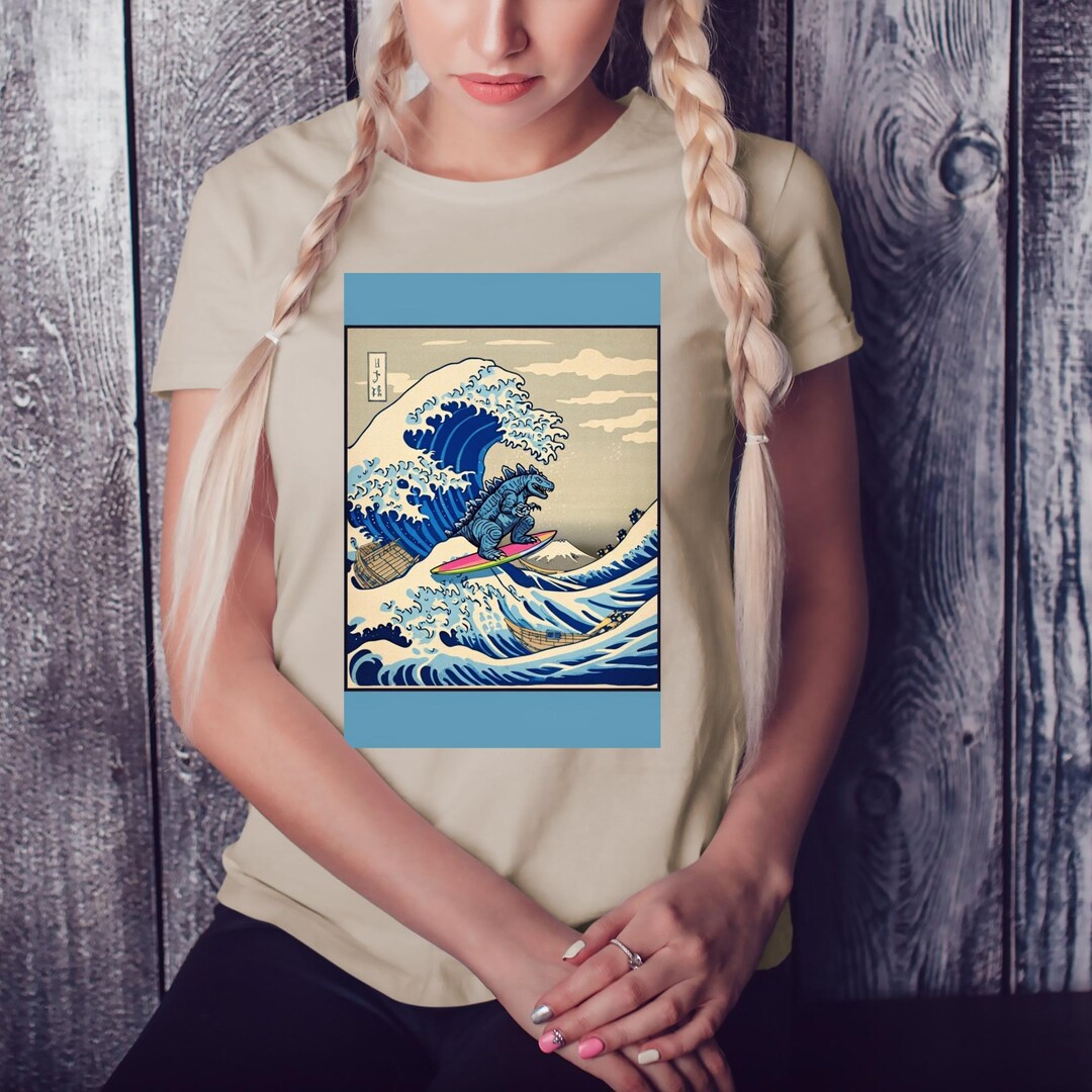 Godzilla Surfing PNG: Japanese Art Clipart (instant Download) - Etsy