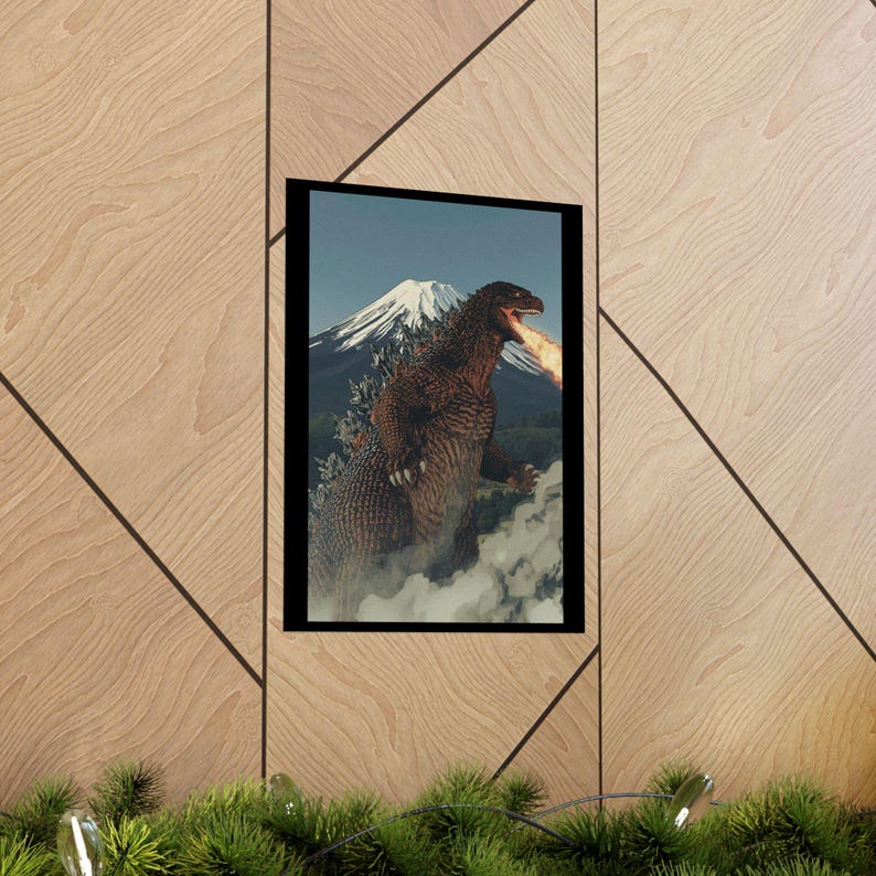 Godzilla Fire-breathing Poster | Matte Vertical Monster Art - Etsy