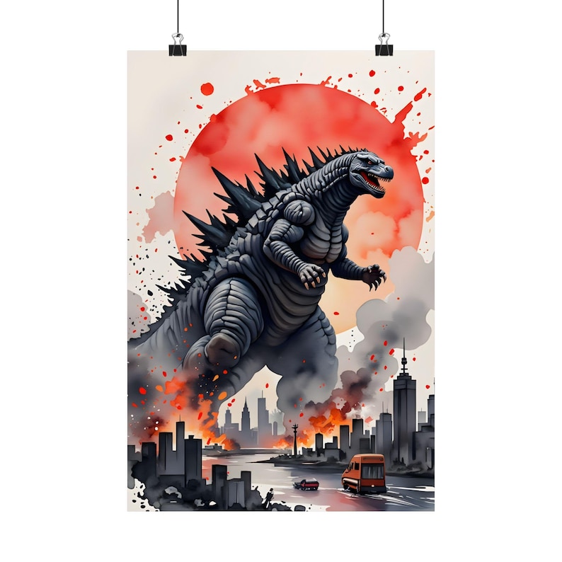 Godzilla Movie Poster | Matte Wall Art Print | Kaiju Anime Decor ...