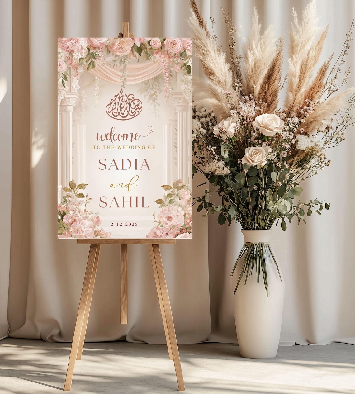 Walima Welcome Sign as Wedding Decor, Pink Nikkah Welcome Sign ...