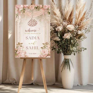 Walima Welcome Sign as Wedding Decor, Pink Nikkah Welcome Sign ...