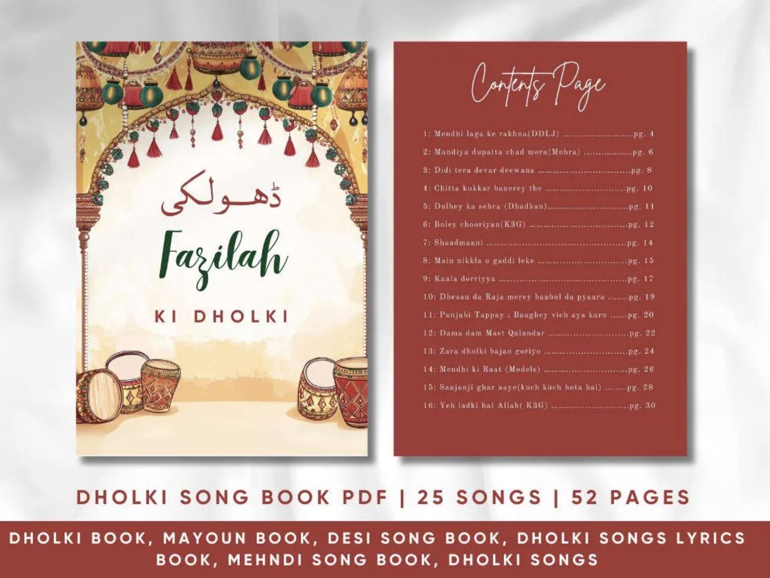 Modern Dholki Book, Desi Song Book, Dholki Songs Lyrics Book, Mehndi ...