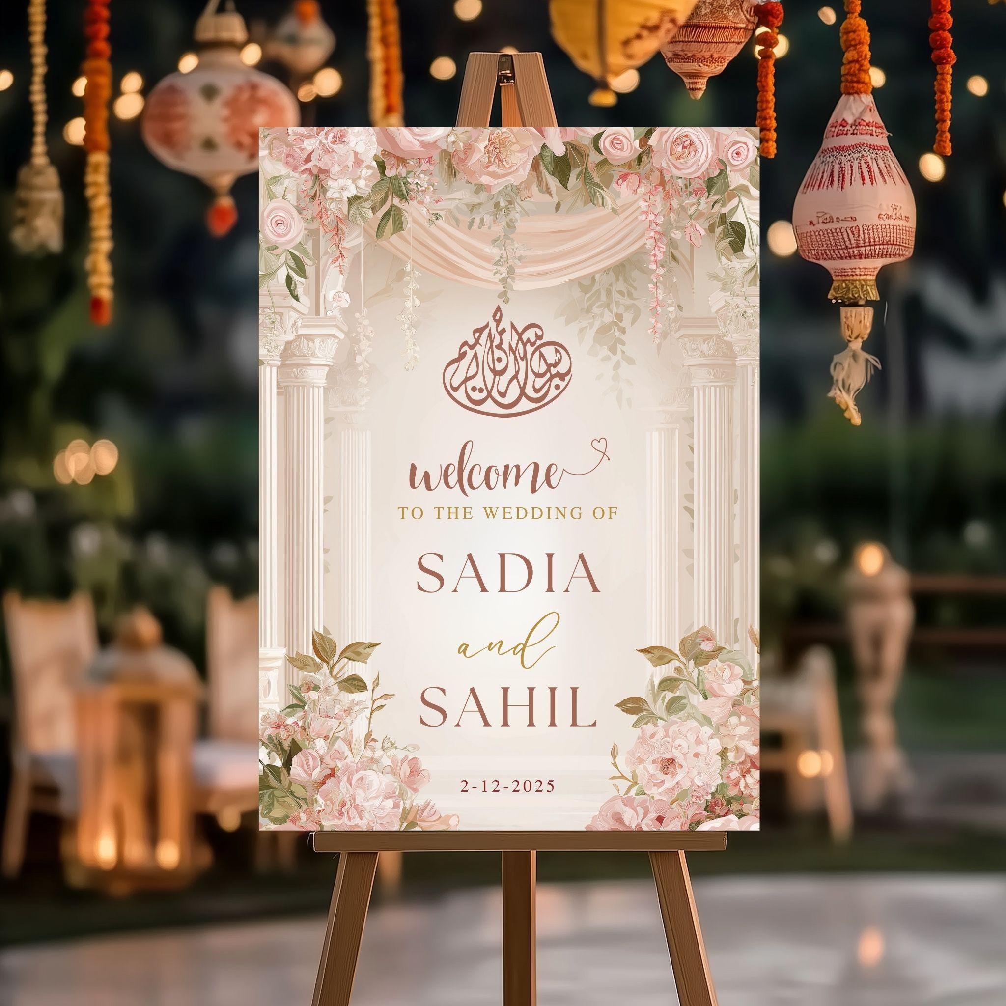 Walima Welcome Sign as Wedding Decor, Pink Nikkah Welcome Sign ...