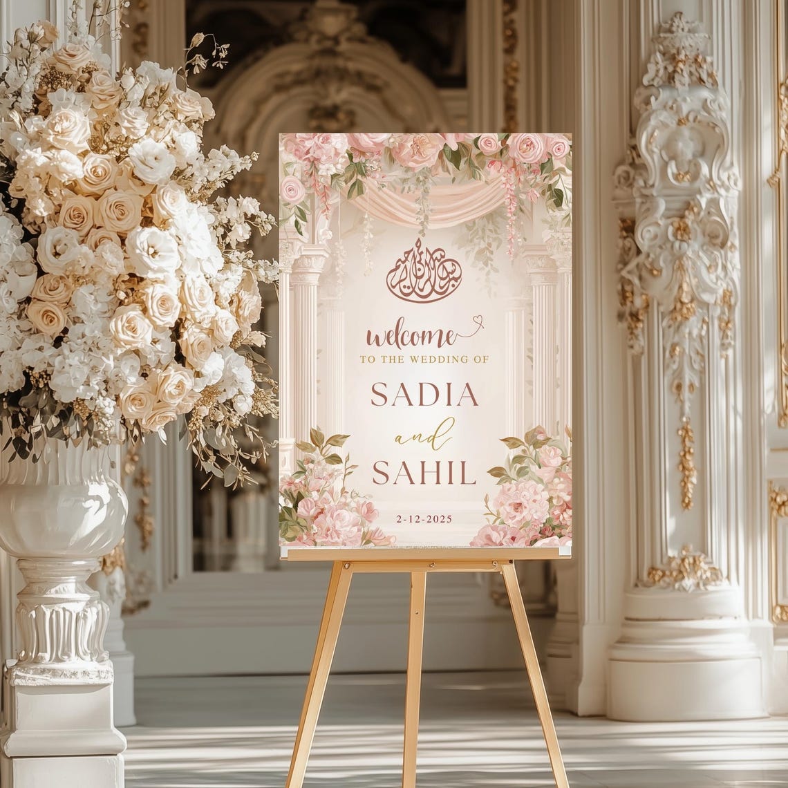 Walima Welcome Sign as Wedding Decor, Pink Nikkah Welcome Sign ...
