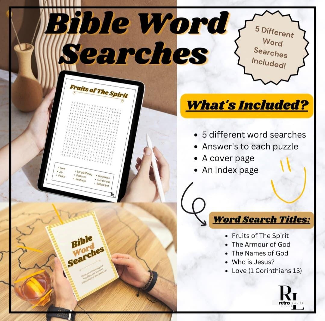 Printable Bible Word Searches - INSTANT DOWNLOAD! - Etsy