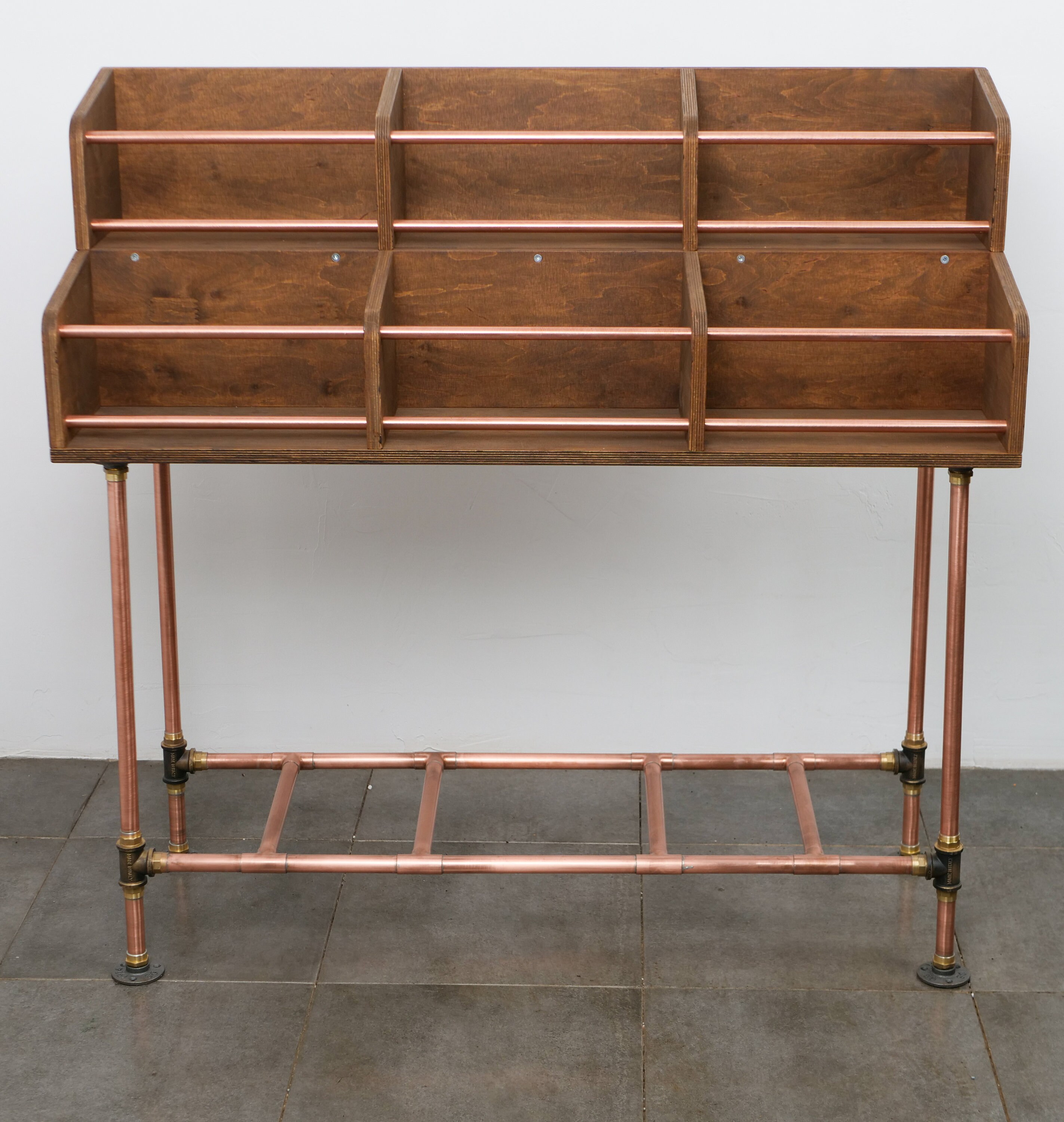 Vinyl Record Storage Copper & Wood 6-pack Large Record Storage Cabinet ...