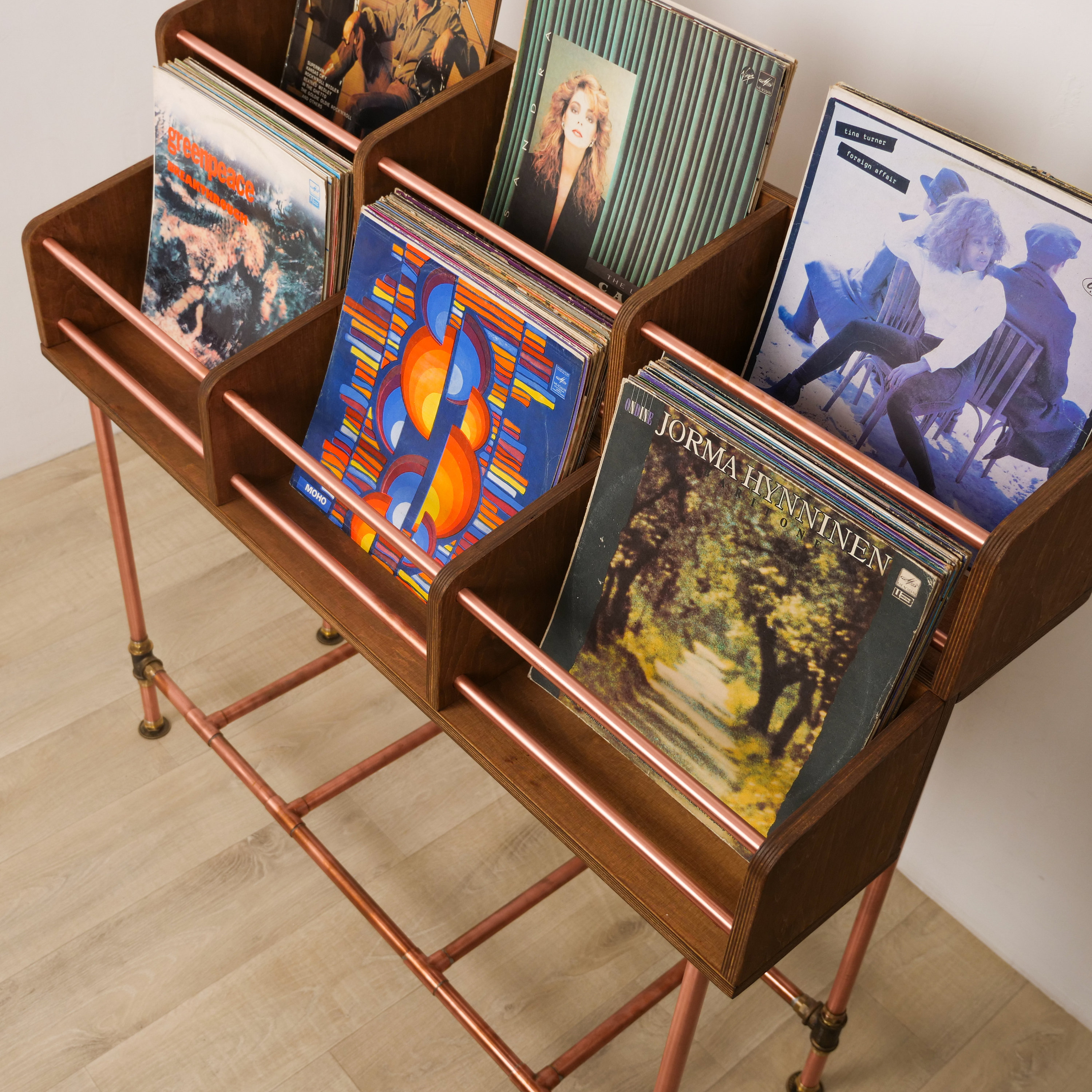 Vinyl Record Storage Copper & Wood 6-pack Large Record Storage Cabinet ...