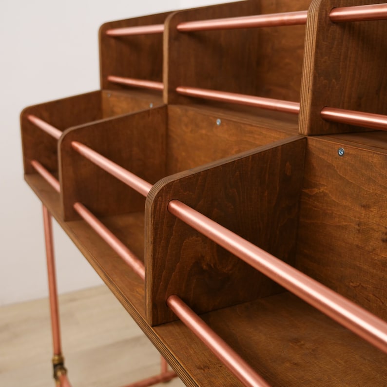 Vinyl Record Storage Copper & Wood 6-pack Large Record Storage Cabinet ...