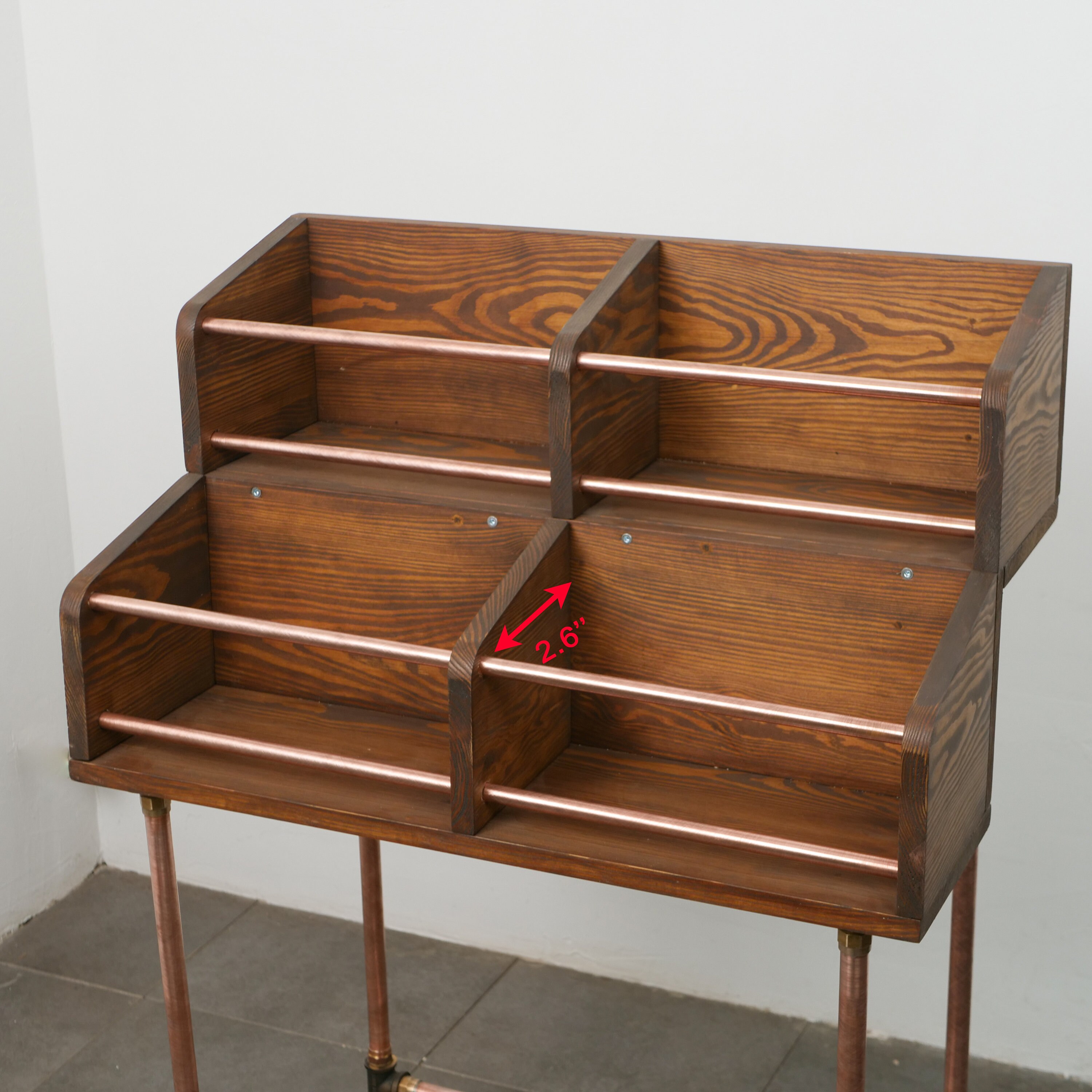 Vinyl Record Storage Copper & Wood 4-pack Large Record Storage Cabinet ...