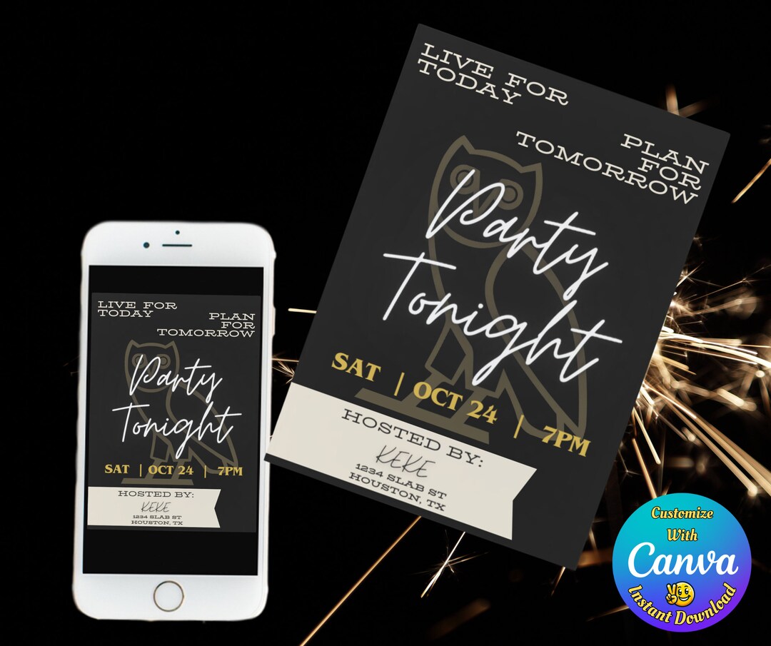 OVO Drake Party Digital Party Invitation - Etsy
