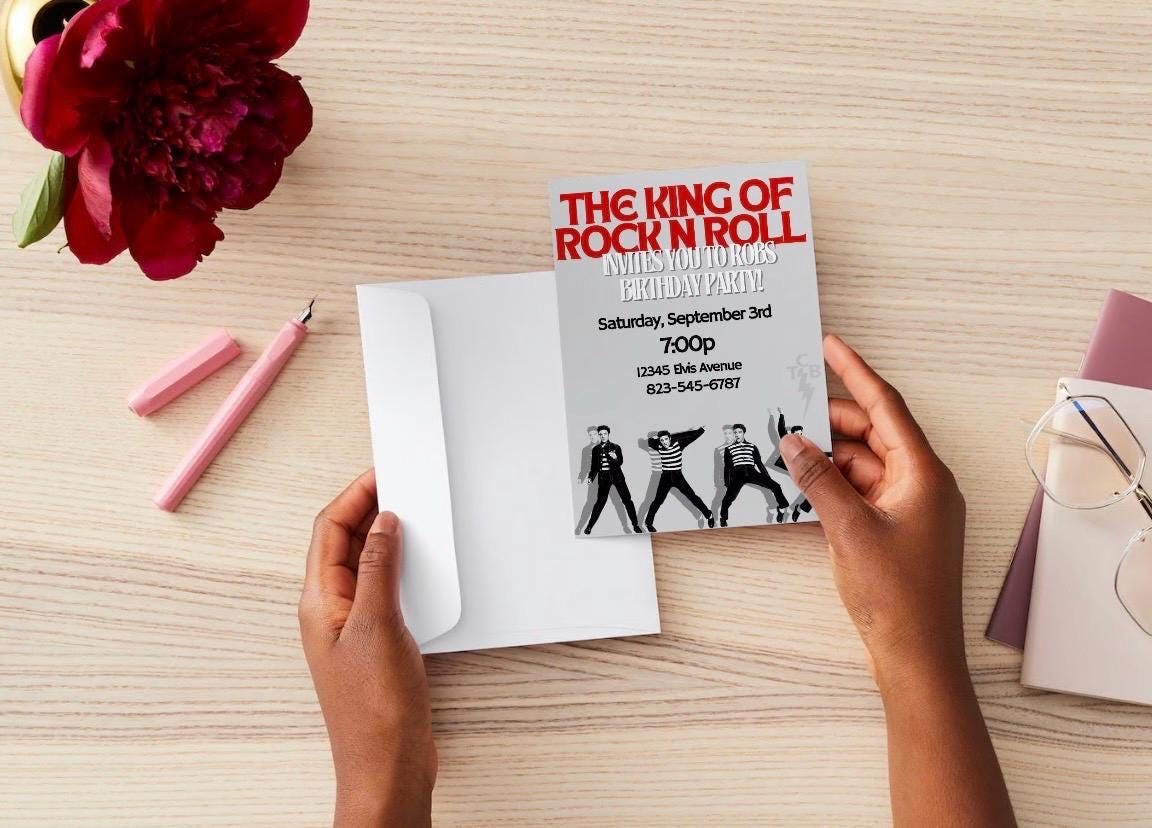 Elvis Presley Birthday Invitation Template - Etsy