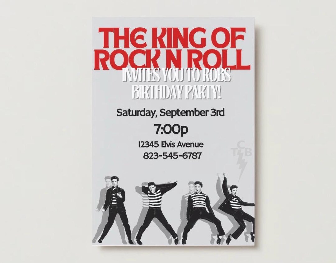 Elvis Presley Birthday Invitation Template - Etsy
