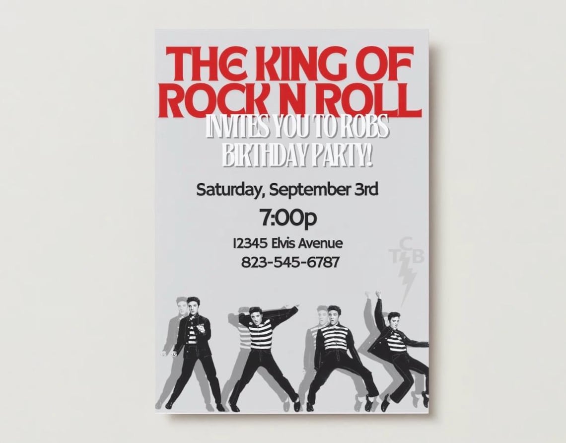 Elvis Presley Birthday Invitation Template - Etsy