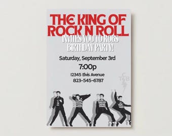 Elvis Presley Milestone Birthday Invitation Surprise Party Retro Design ...