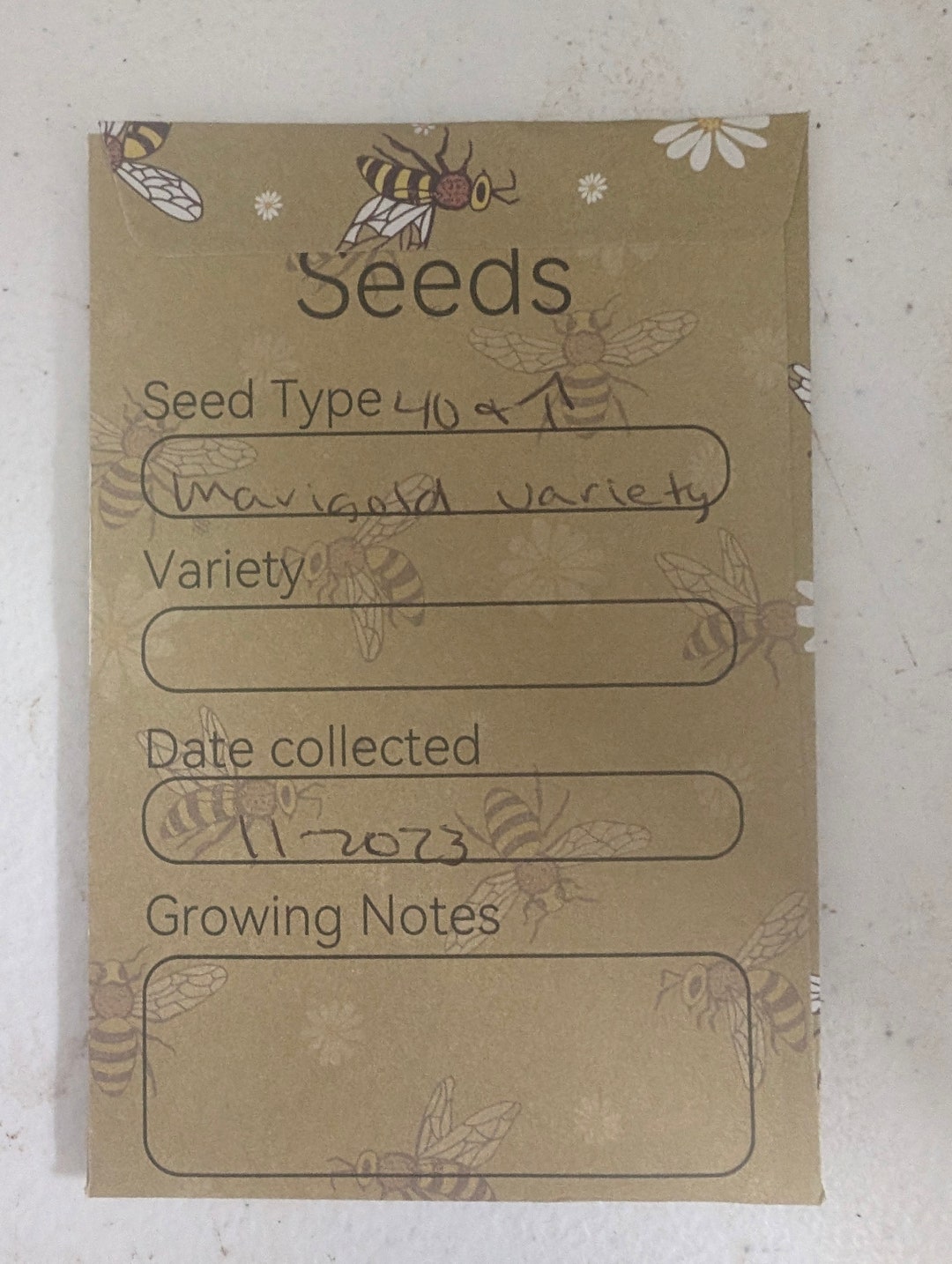 Marigold Seed Packets. Different Design Packets 40 Plus Seeds in Each ...