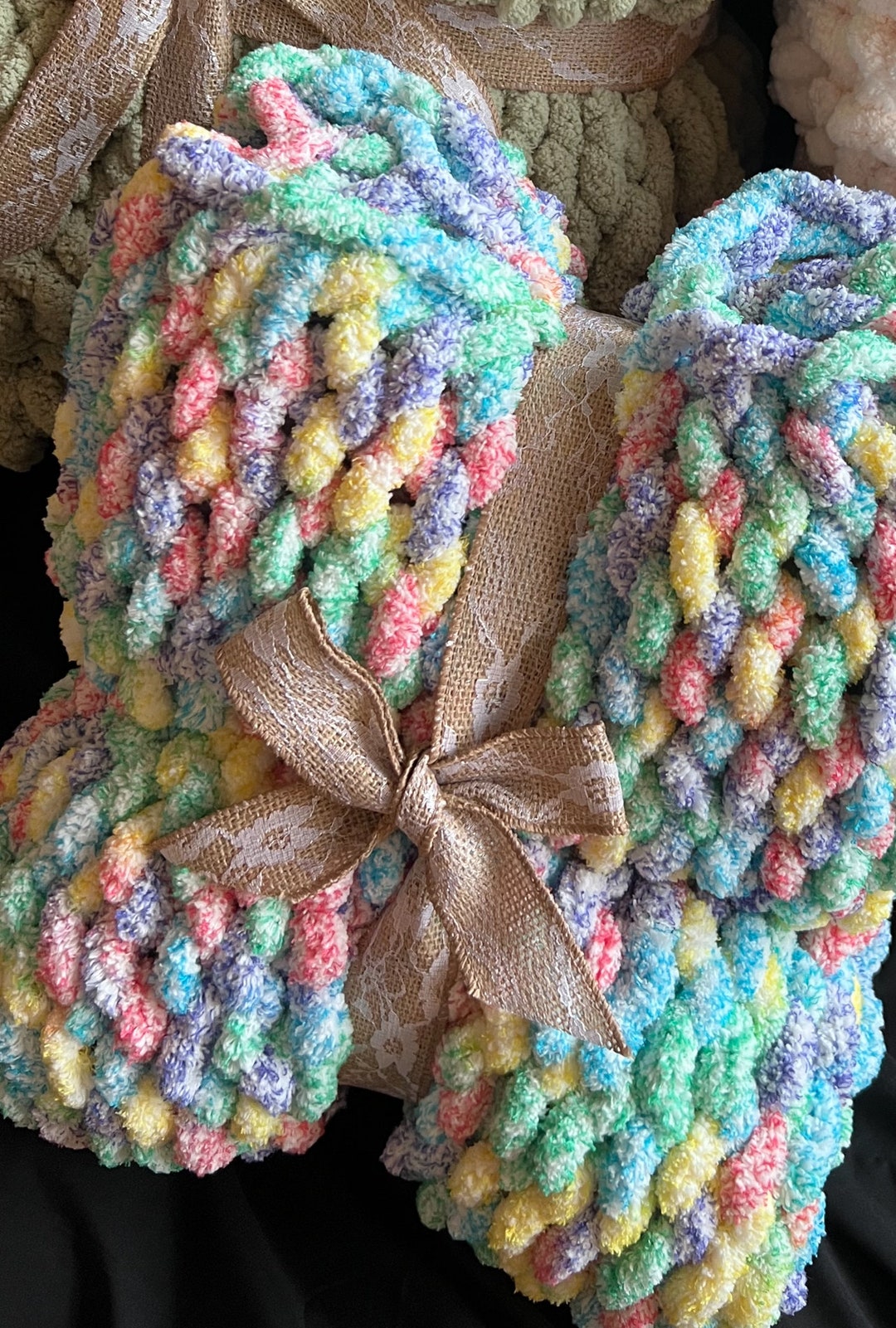 Multi Colored Chunky Throw - Etsy
