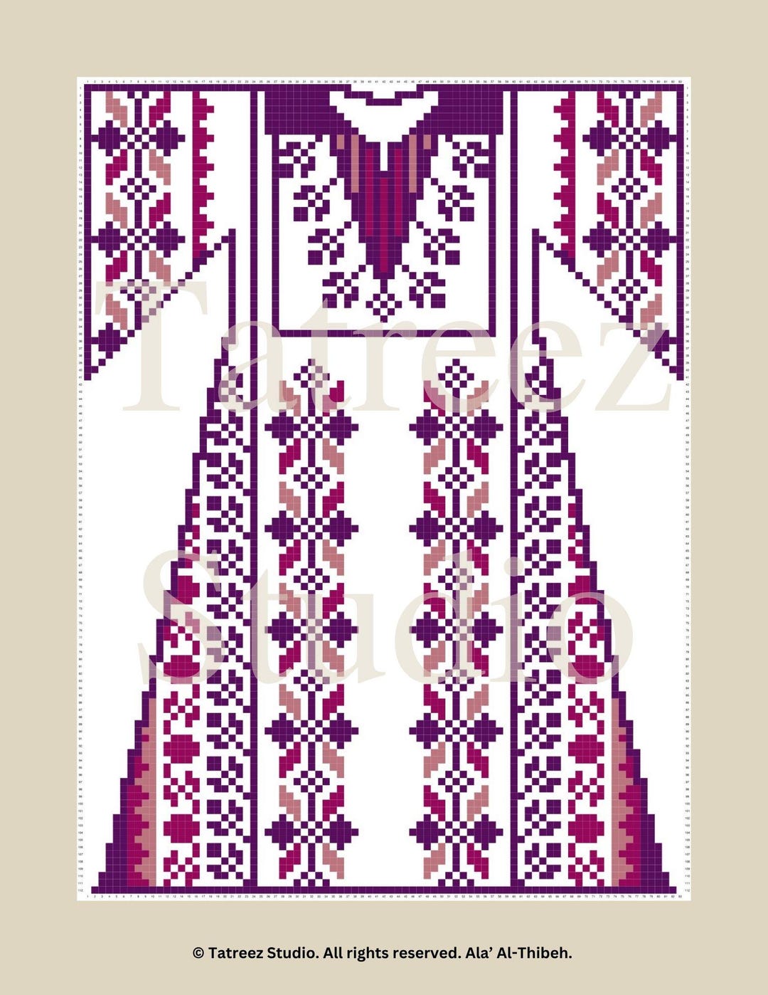 Summer Garden Thobe/thoub (mini Digital Thobe Pattern- Tatreez Cross ...