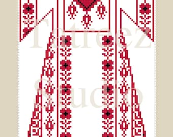 Summer Garden Thobe/thoub (mini Digital Thobe Pattern- Tatreez Cross ...