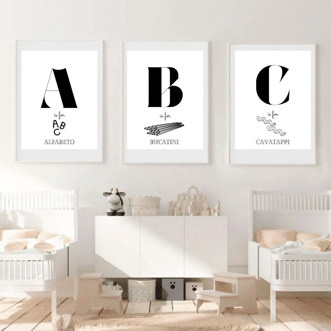 Digital Download | Italian | Nursery | Kitchen | Alphabet | Pasta ...