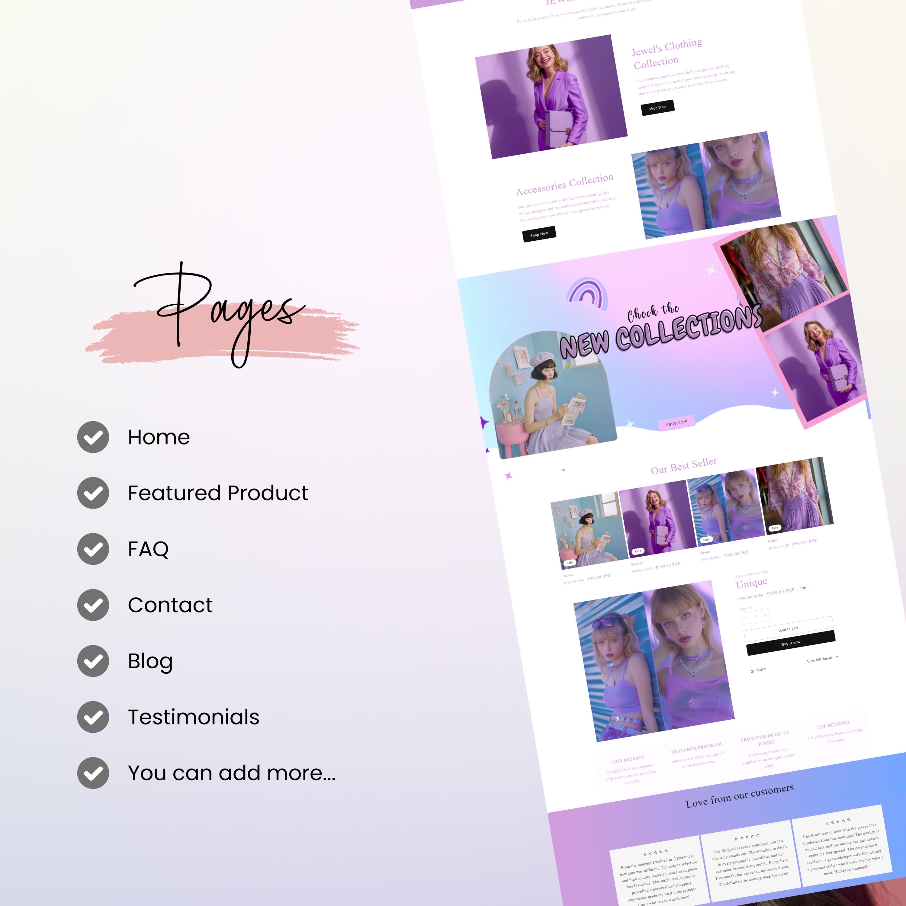 Shopify Theme, Website Template for Boutique, Shopify Templates, Violet ...