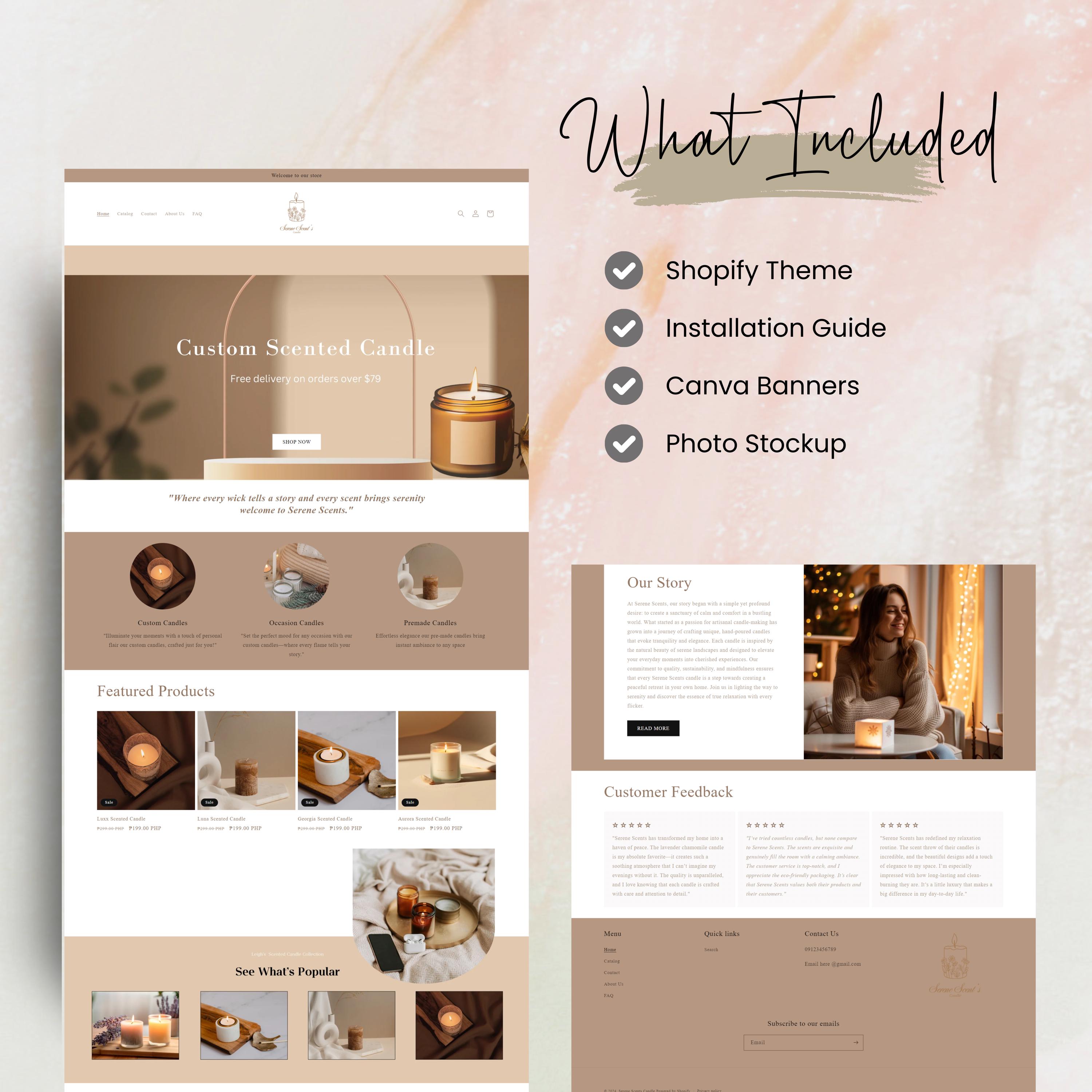 Shopify Theme for Candle, Shopify Website Template, Pink Shopify ...