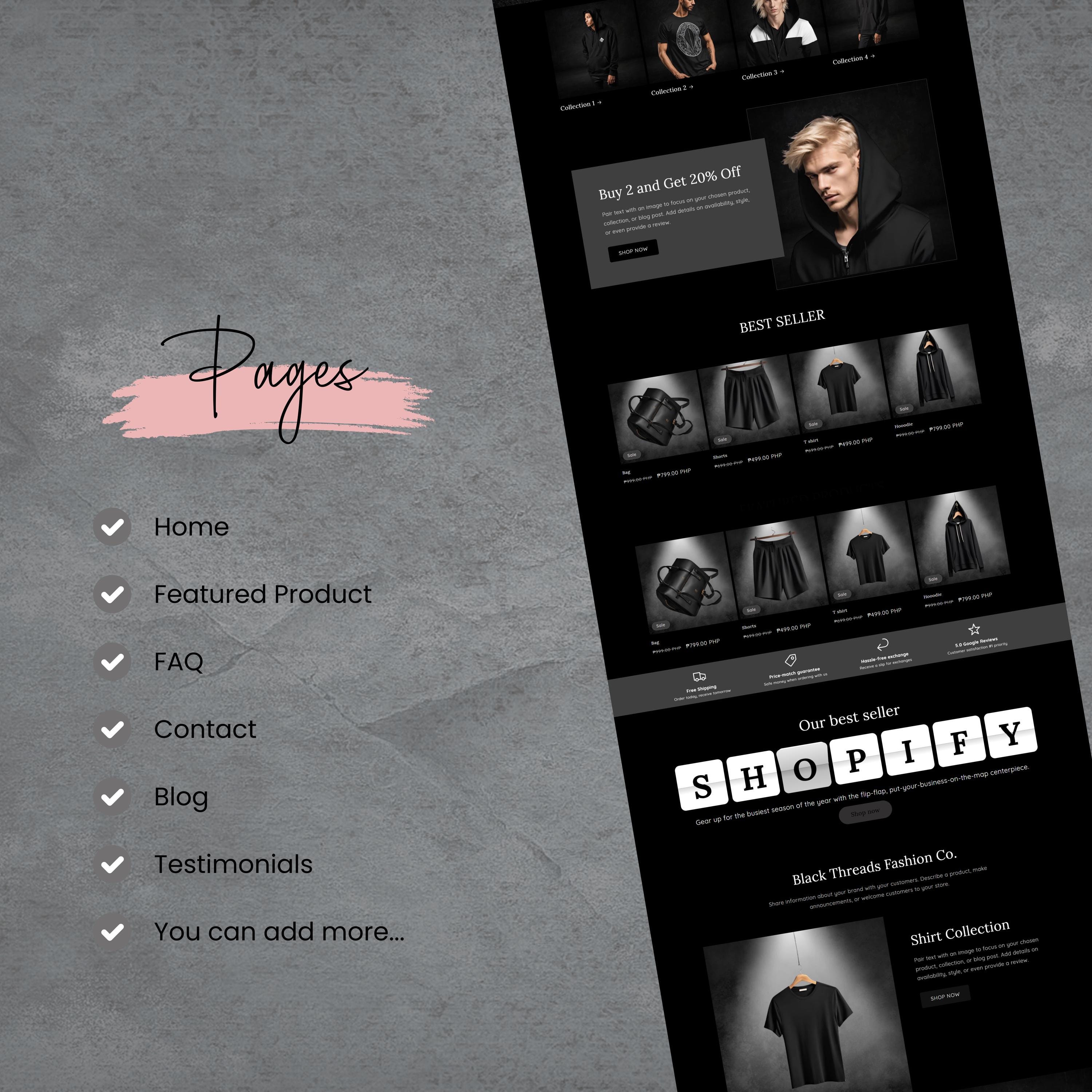 Shopify Theme Clothing, Shopify Website for Boutique, Black Shopify ...
