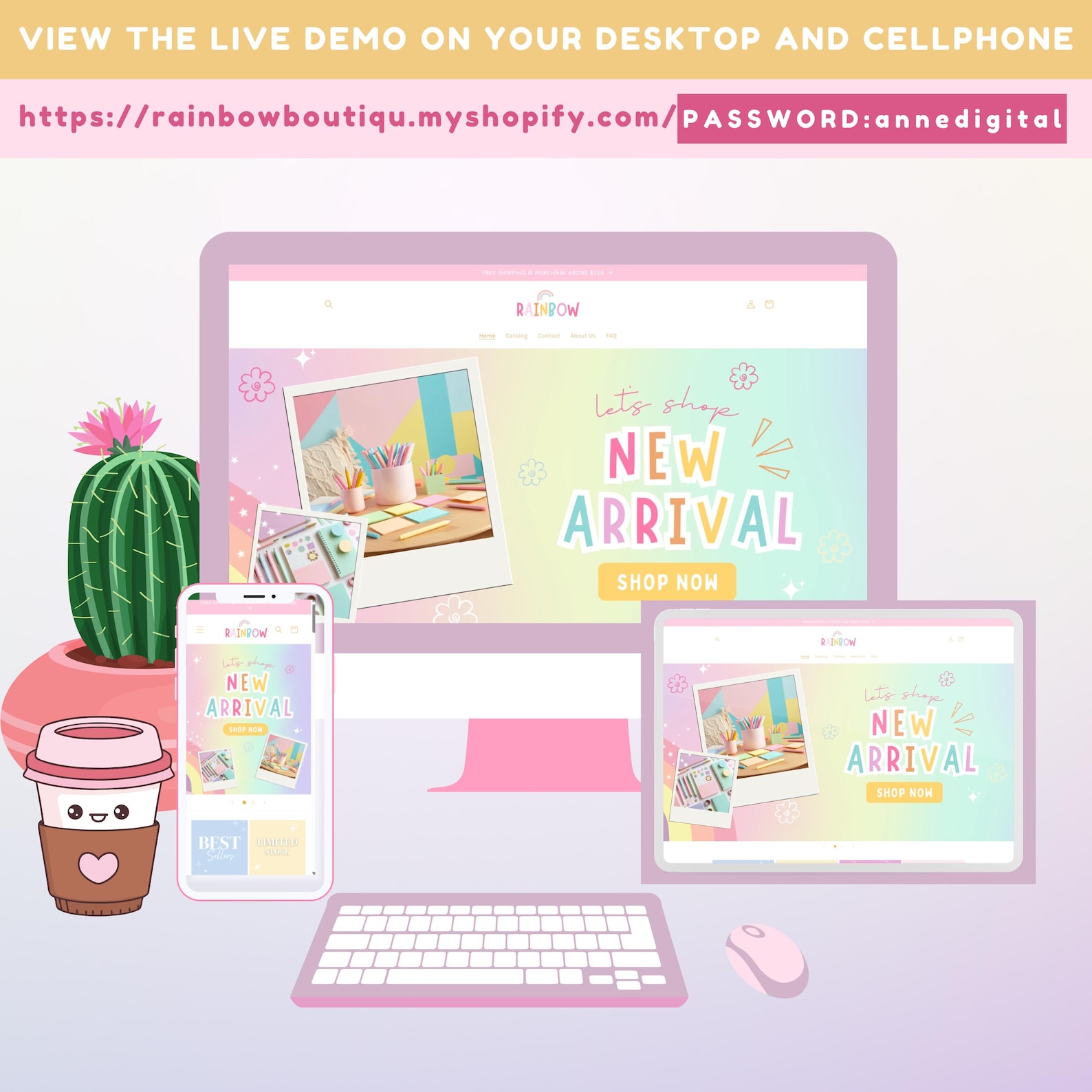 Shopify Theme Pastel, Rainbow Shopify Website for Boutique, Pastel ...