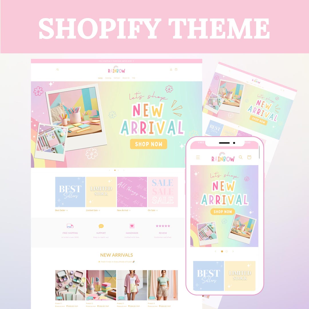 Shopify Theme Pastel, Rainbow Shopify Website for Boutique, Pastel ...