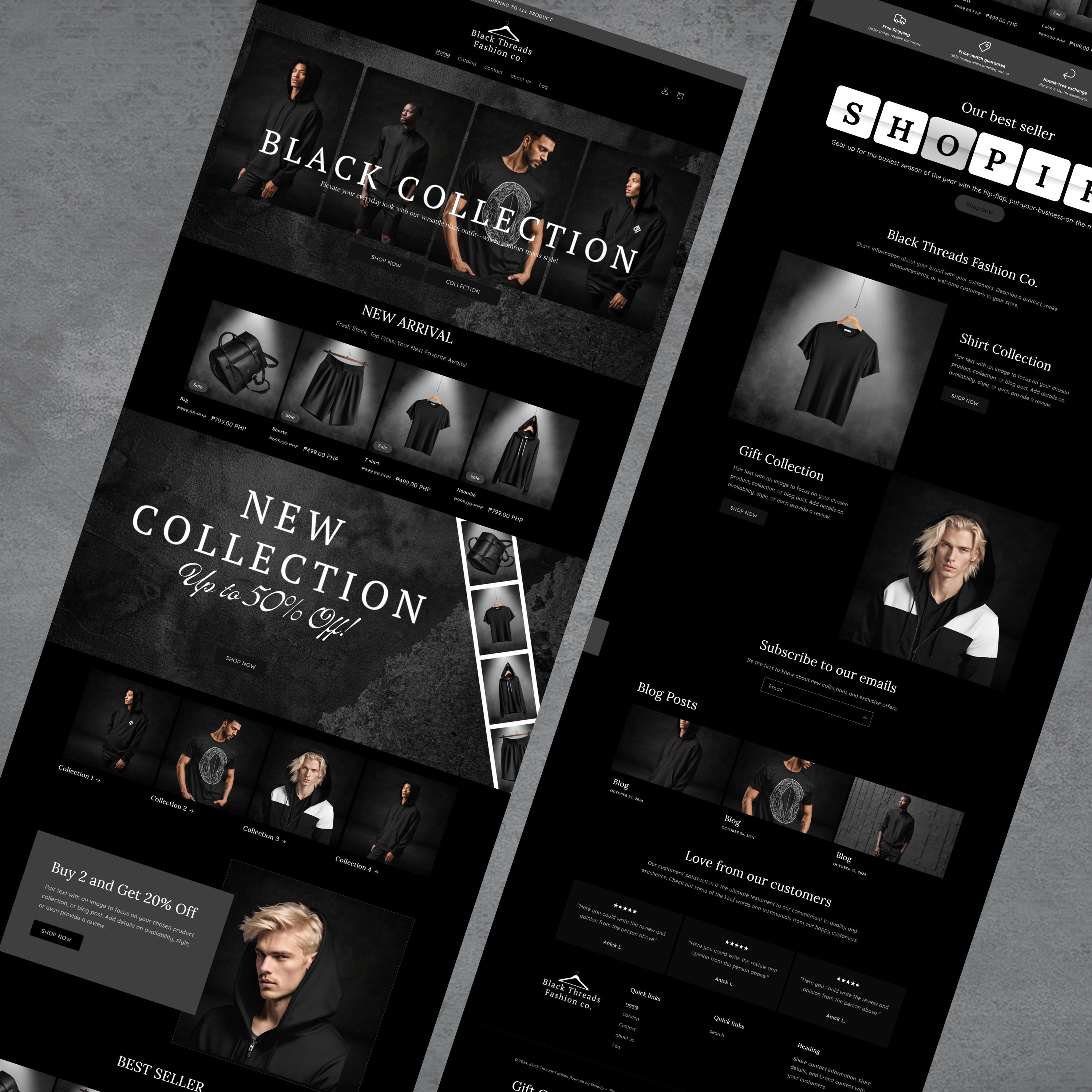 Shopify Theme Clothing, Shopify Website for Boutique, Black Shopify ...