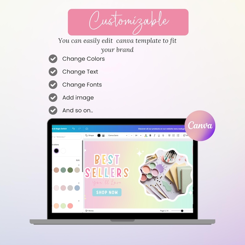 Pastel Rainbow Shopify Banner Canva Template, Shopify Banners ...