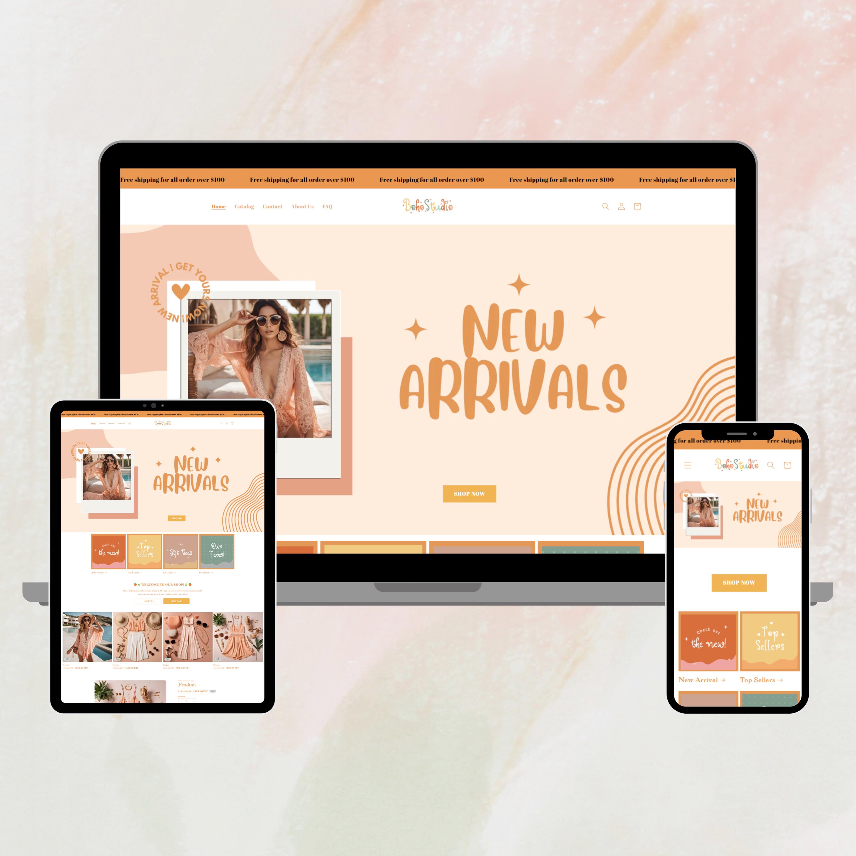 Shopify Theme, Website Template for Boutique, Feminine Shopify Template ...