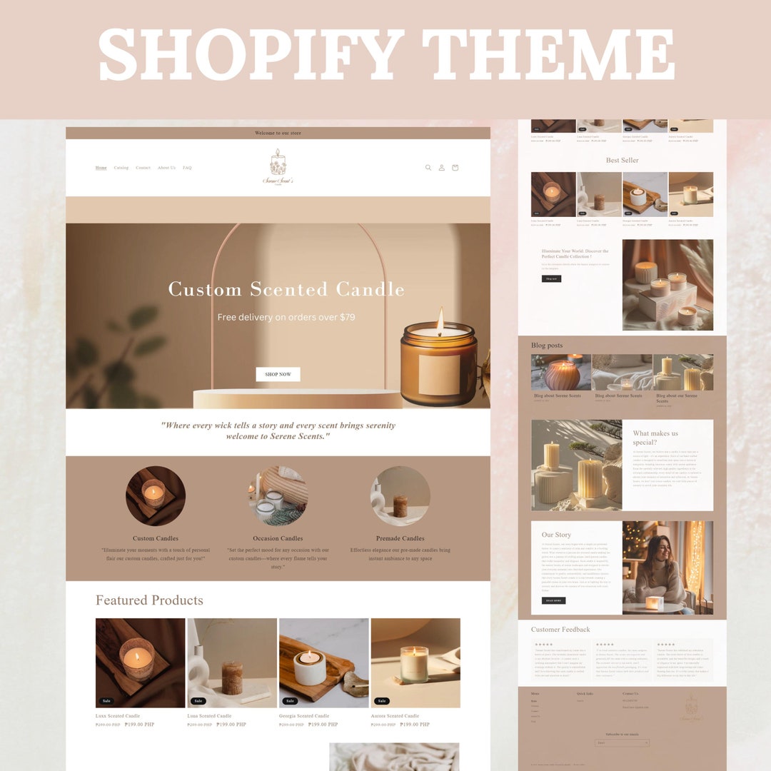 Shopify Theme for Candle, Shopify Website Template, Pink Shopify ...