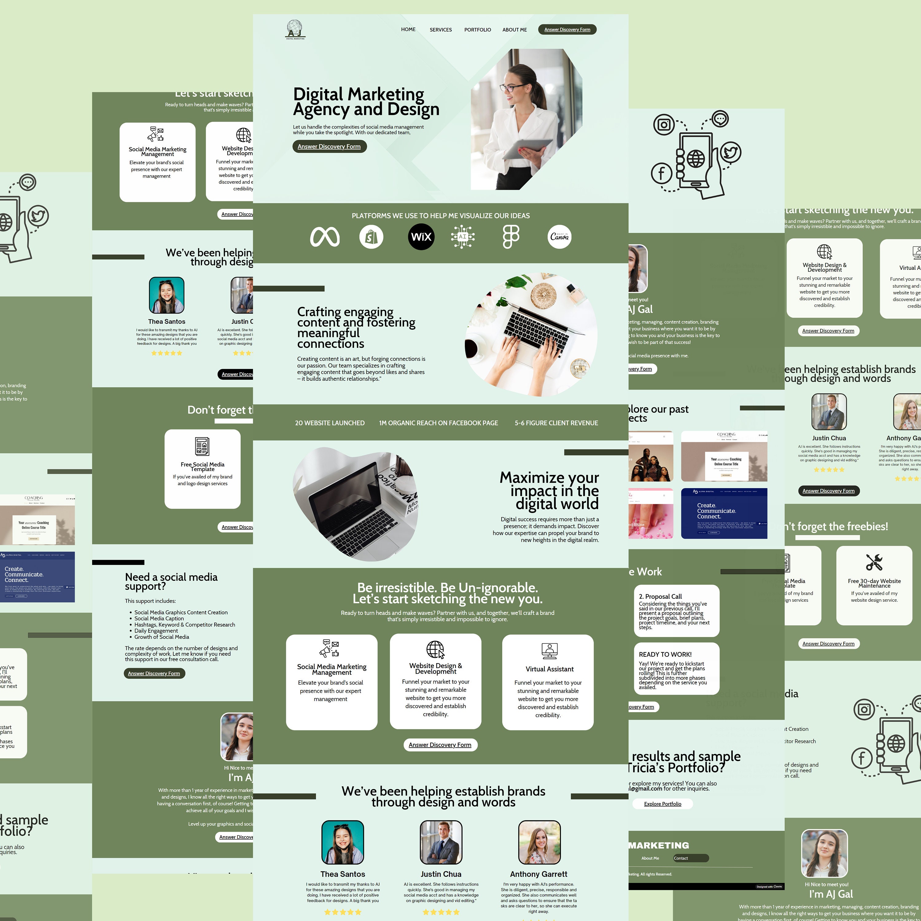 Canva Website Template for Business, Website for Freelancer and Social ...