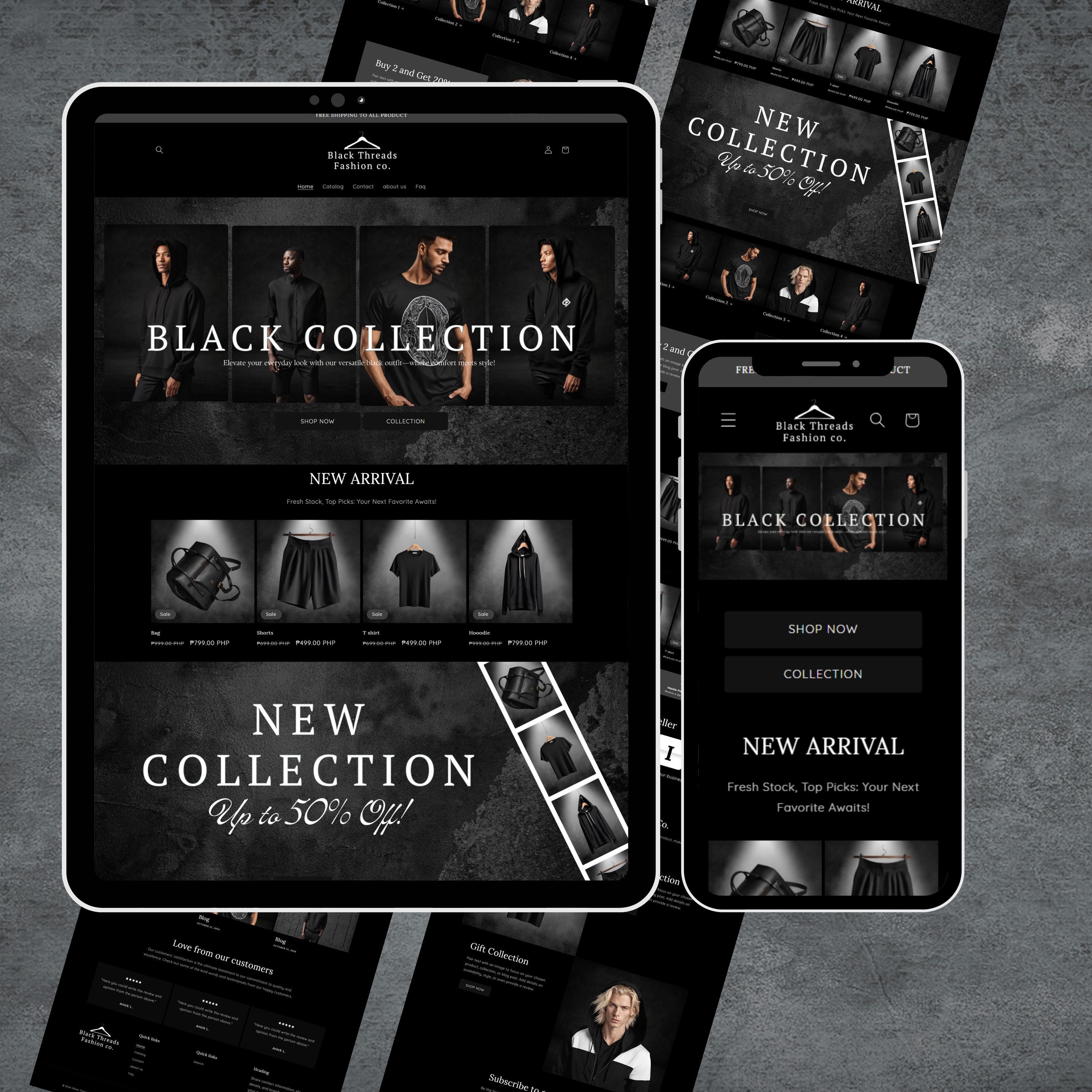 Shopify Theme Clothing, Shopify Website for Boutique, Black Shopify ...