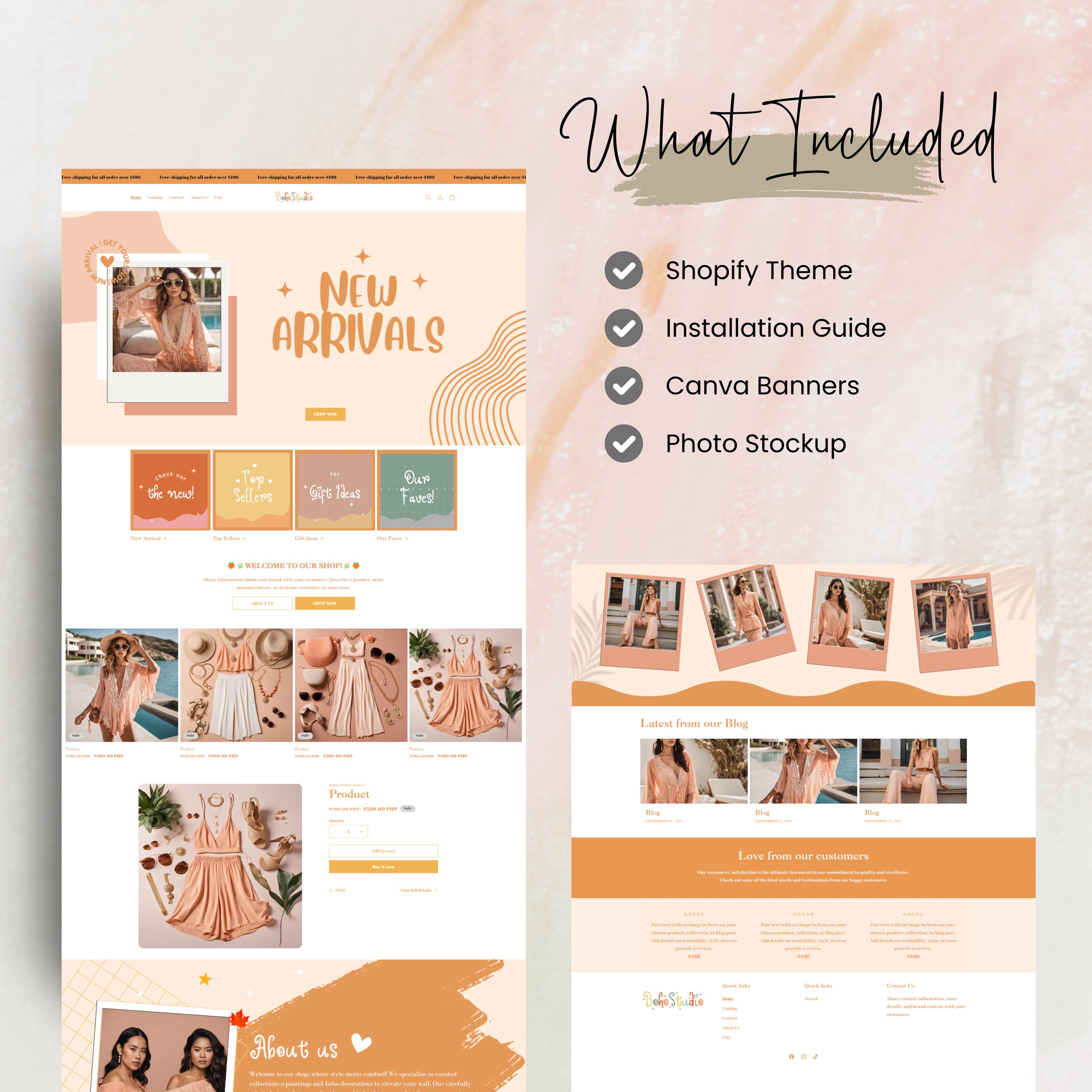 Shopify Theme, Website Template for Boutique, Feminine Shopify Template ...
