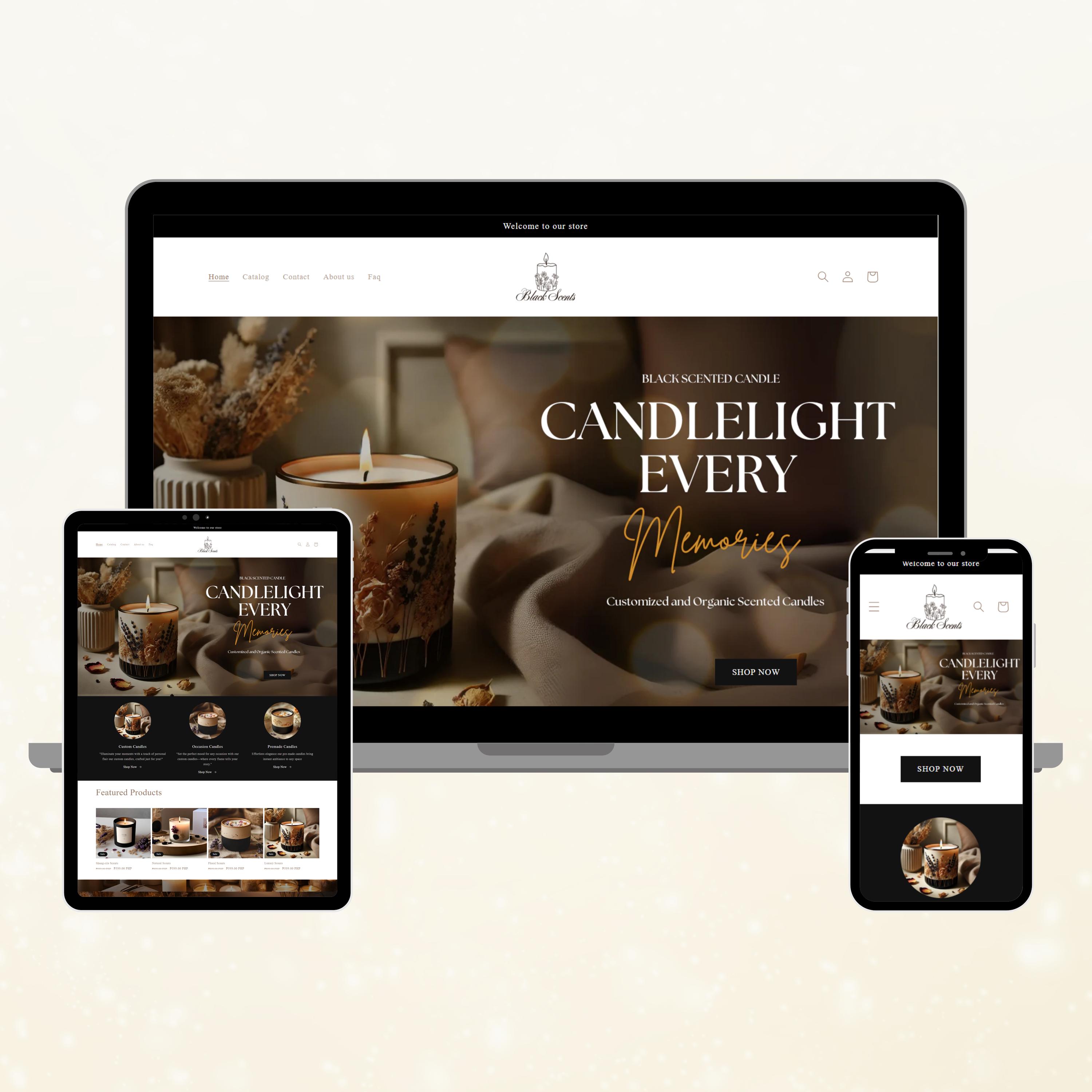 Shopify Theme for Candle, Shopify Website Template, Black Shopify ...