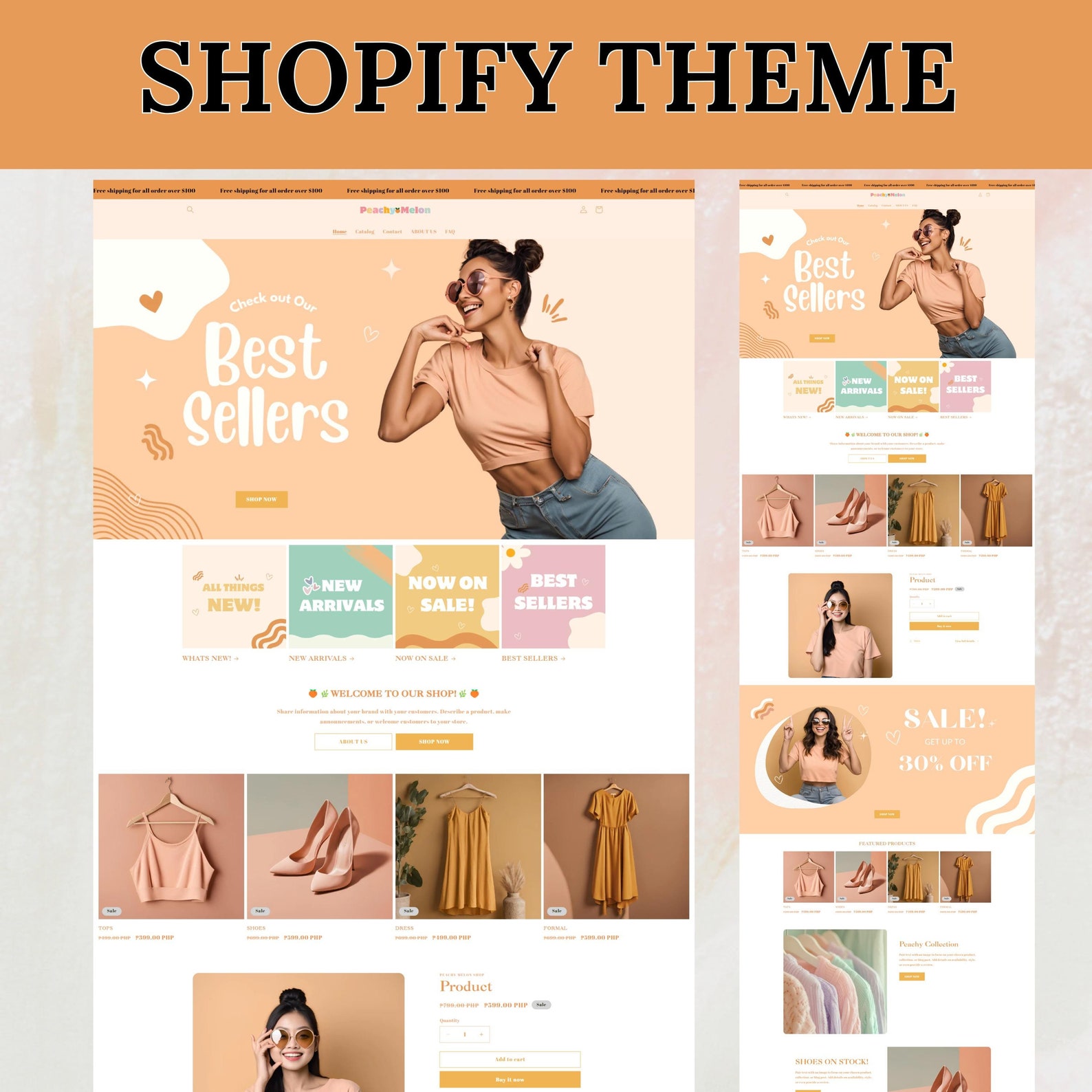 Shopify Theme, Website Template for Boutique, Feminine Shopify Template ...
