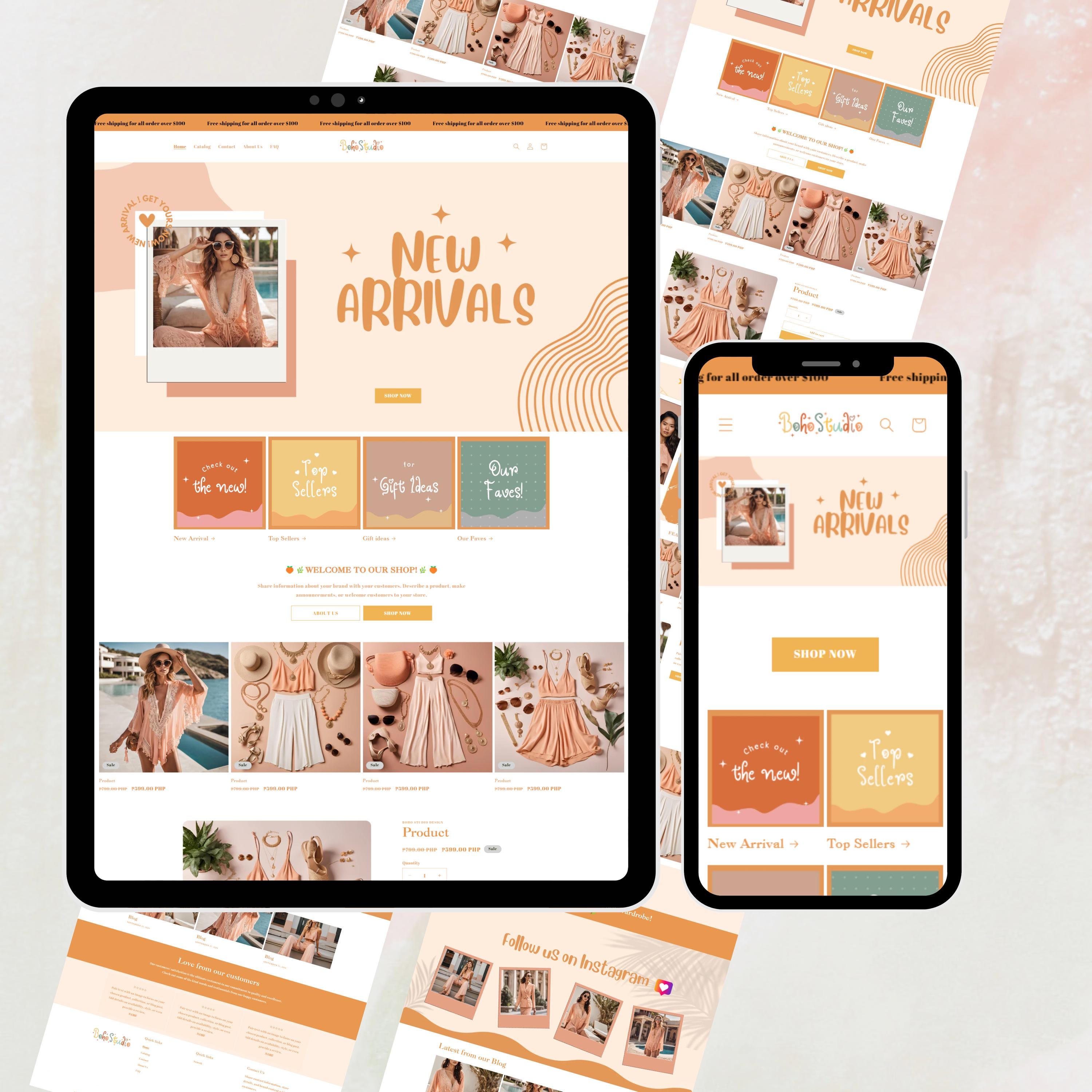 Shopify Theme, Website Template for Boutique, Feminine Shopify Template ...