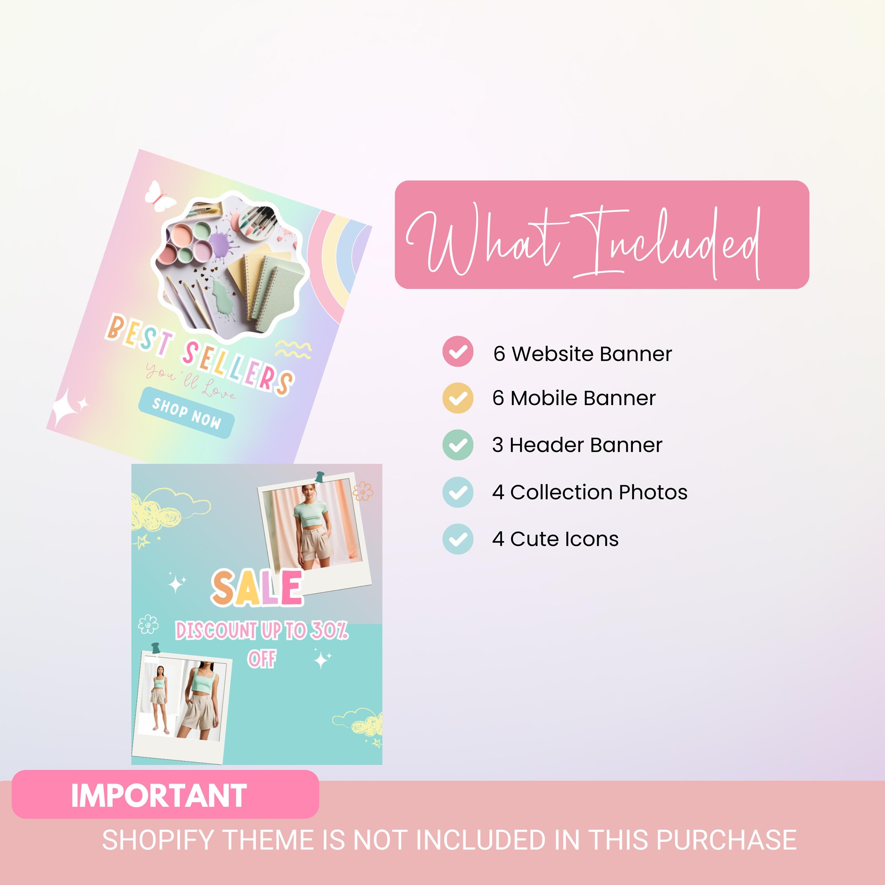 Pastel Rainbow Shopify Banner Canva Template, Shopify Banners ...