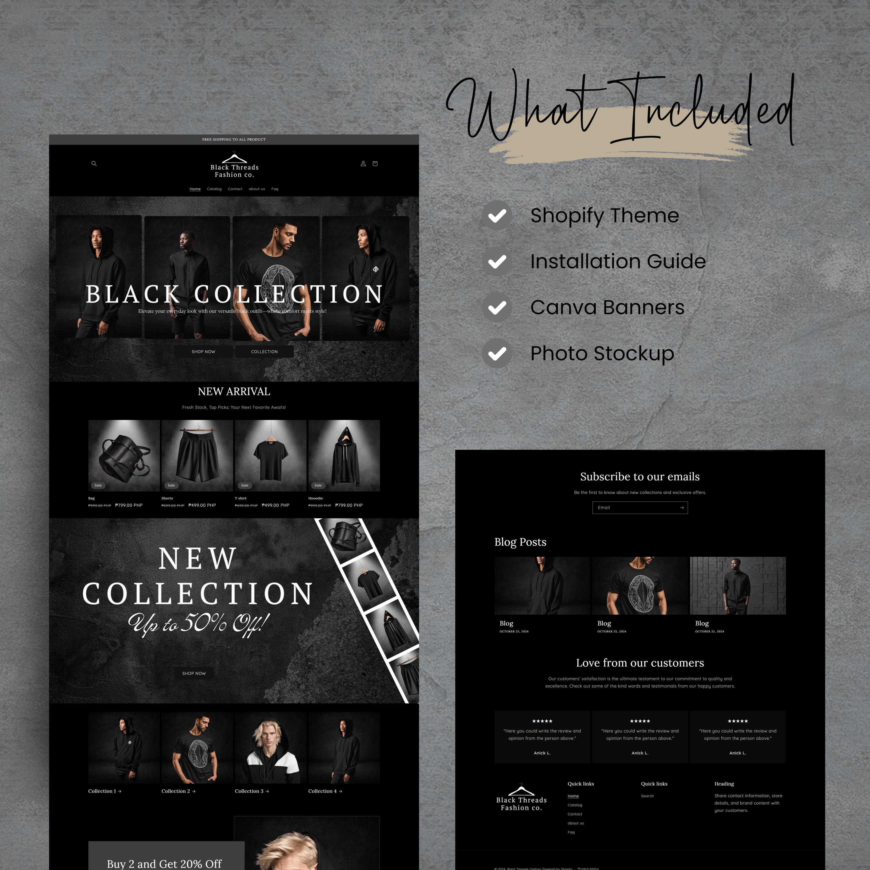 Shopify Theme Clothing, Shopify Website for Boutique, Black Shopify ...