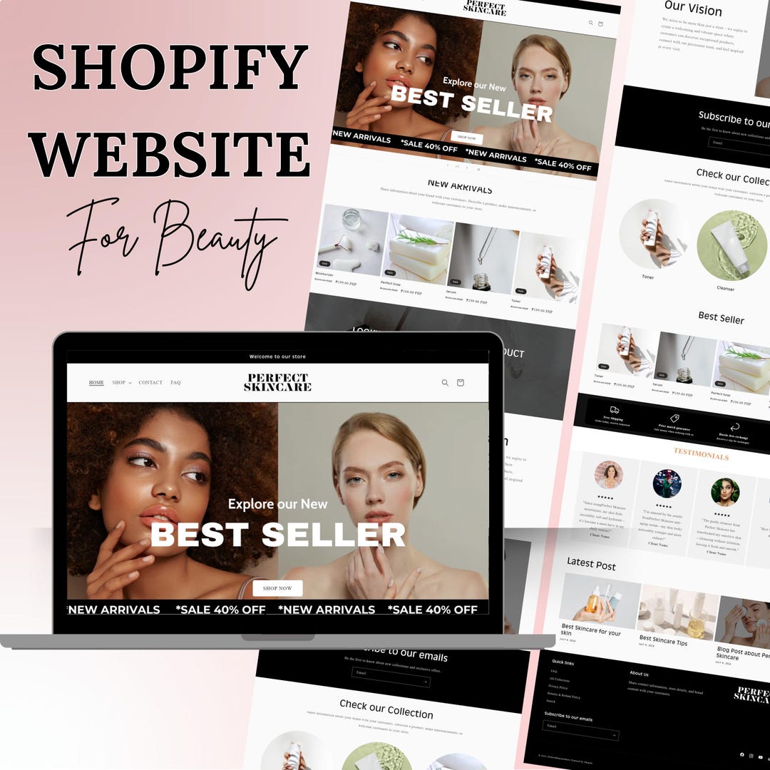Shopify Website Template, Beauty Website Template Shopify, Skincare ...