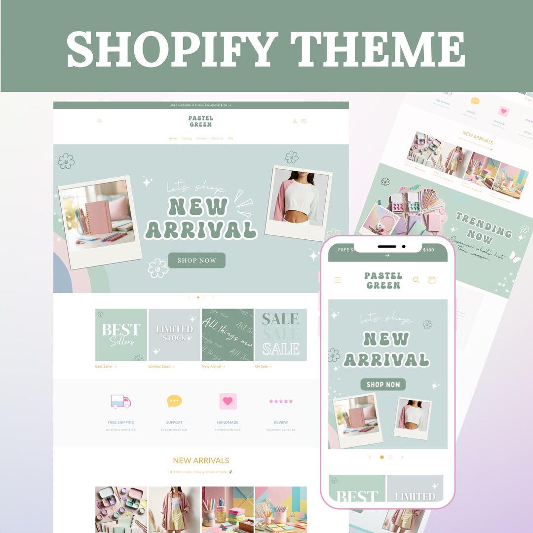 Shopify Theme Pastel, Sage Shopify Website for Boutique, Pastel Shopify ...