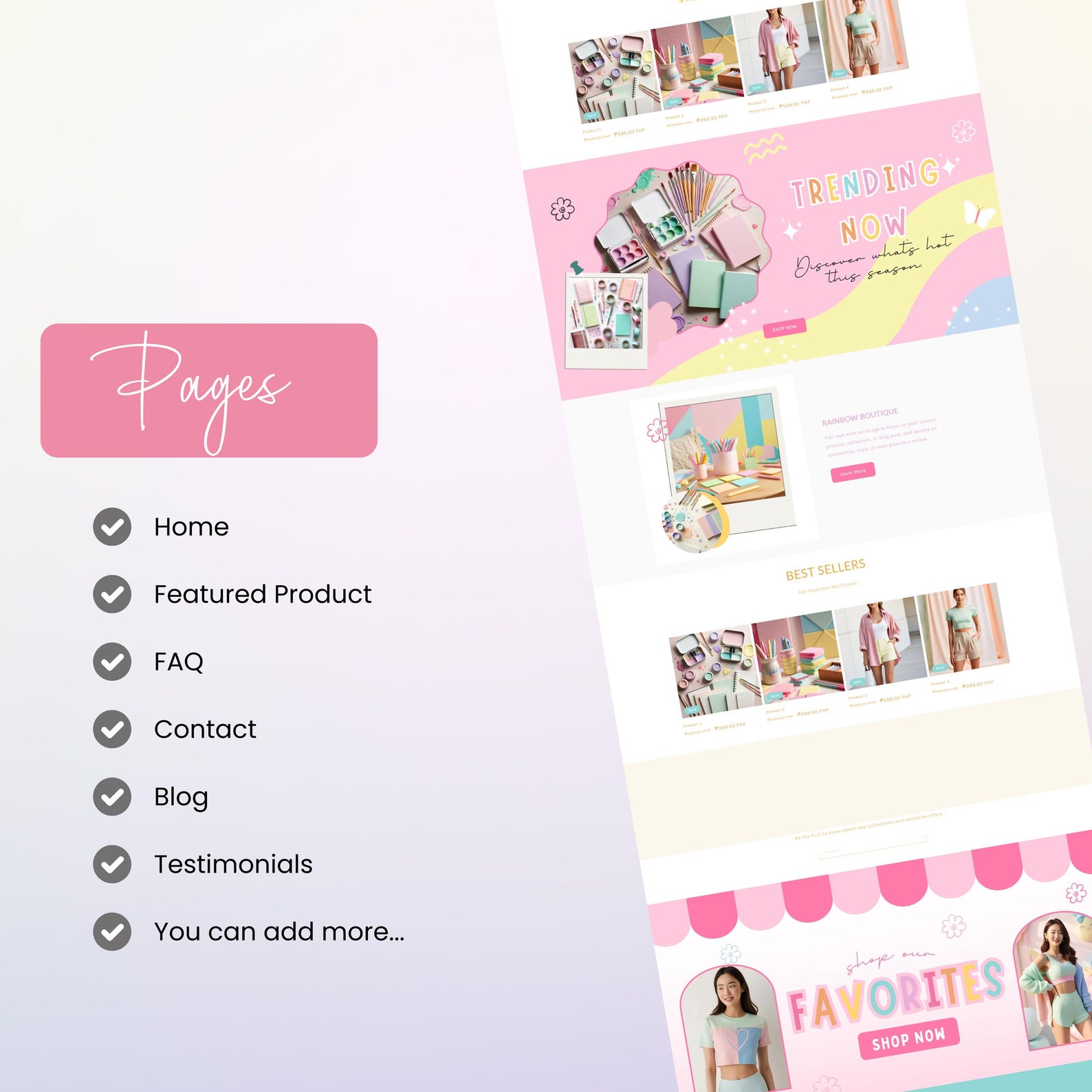 Shopify Theme Pastel, Rainbow Shopify Website for Boutique, Pastel ...