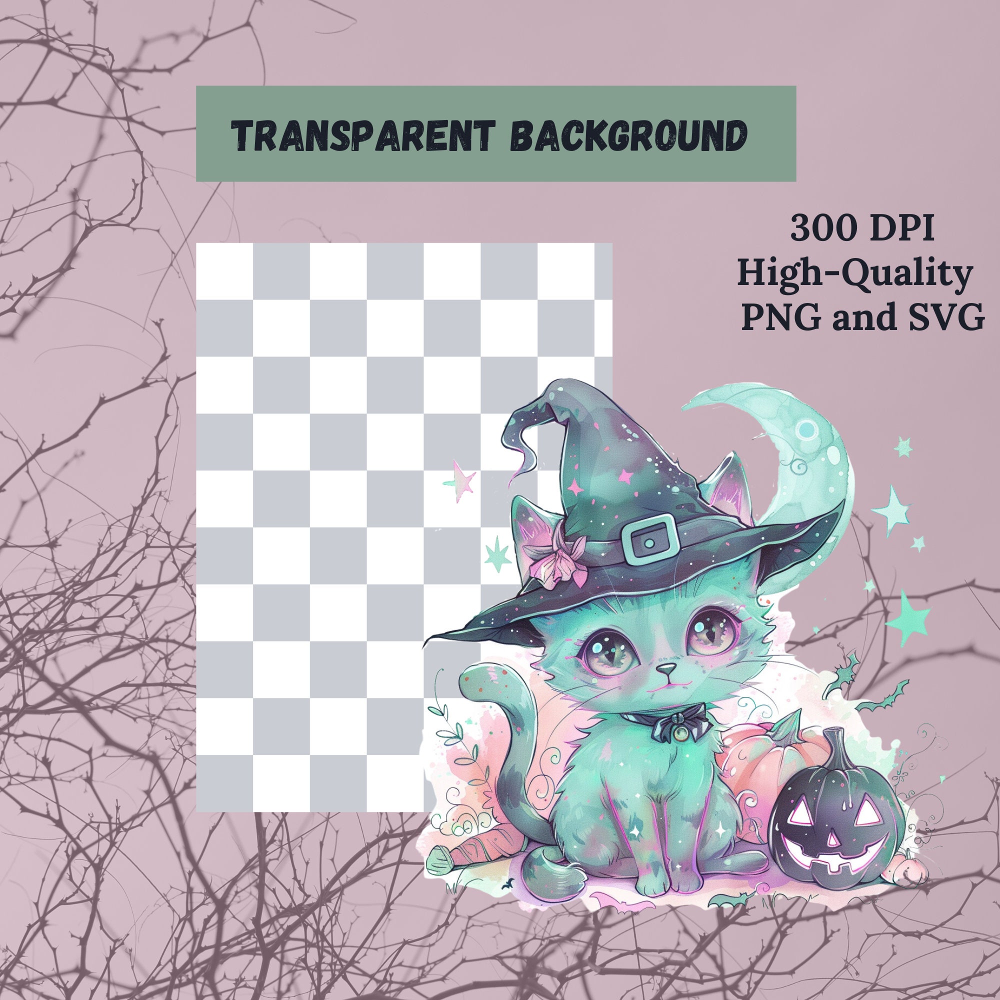 Kawaii Cat Clipart Bundle, Halloween Cat PNG, Halloween Clipart Bundle ...