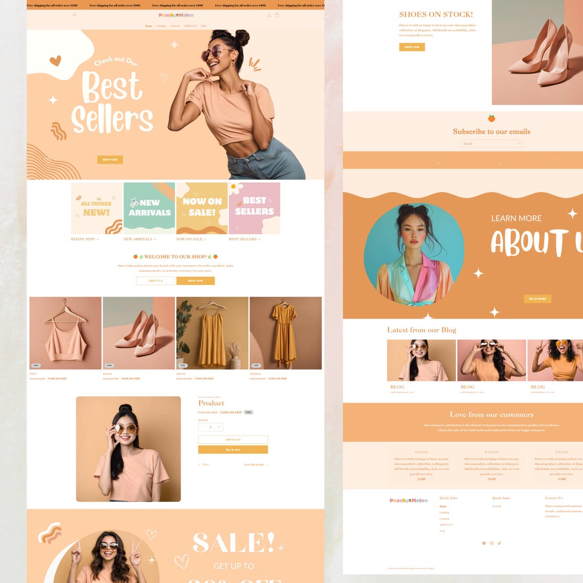 Shopify Theme, Website Template for Boutique, Feminine Shopify Template ...