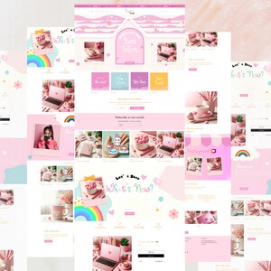 Shopify Theme, Cute Website Template , Shopify Templates, Pink Shopify ...