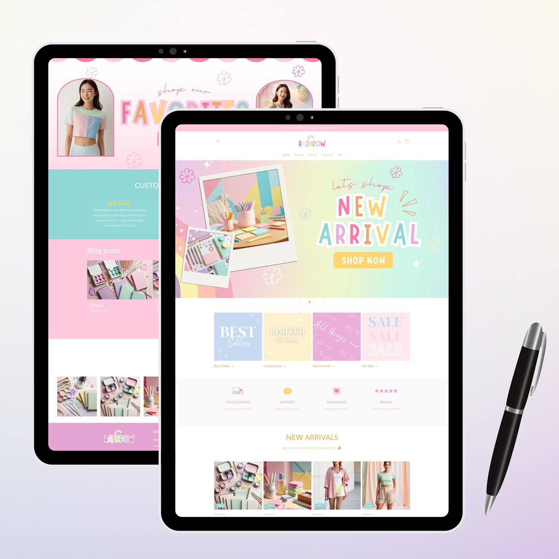 Shopify Theme Pastel, Rainbow Shopify Website for Boutique, Pastel ...
